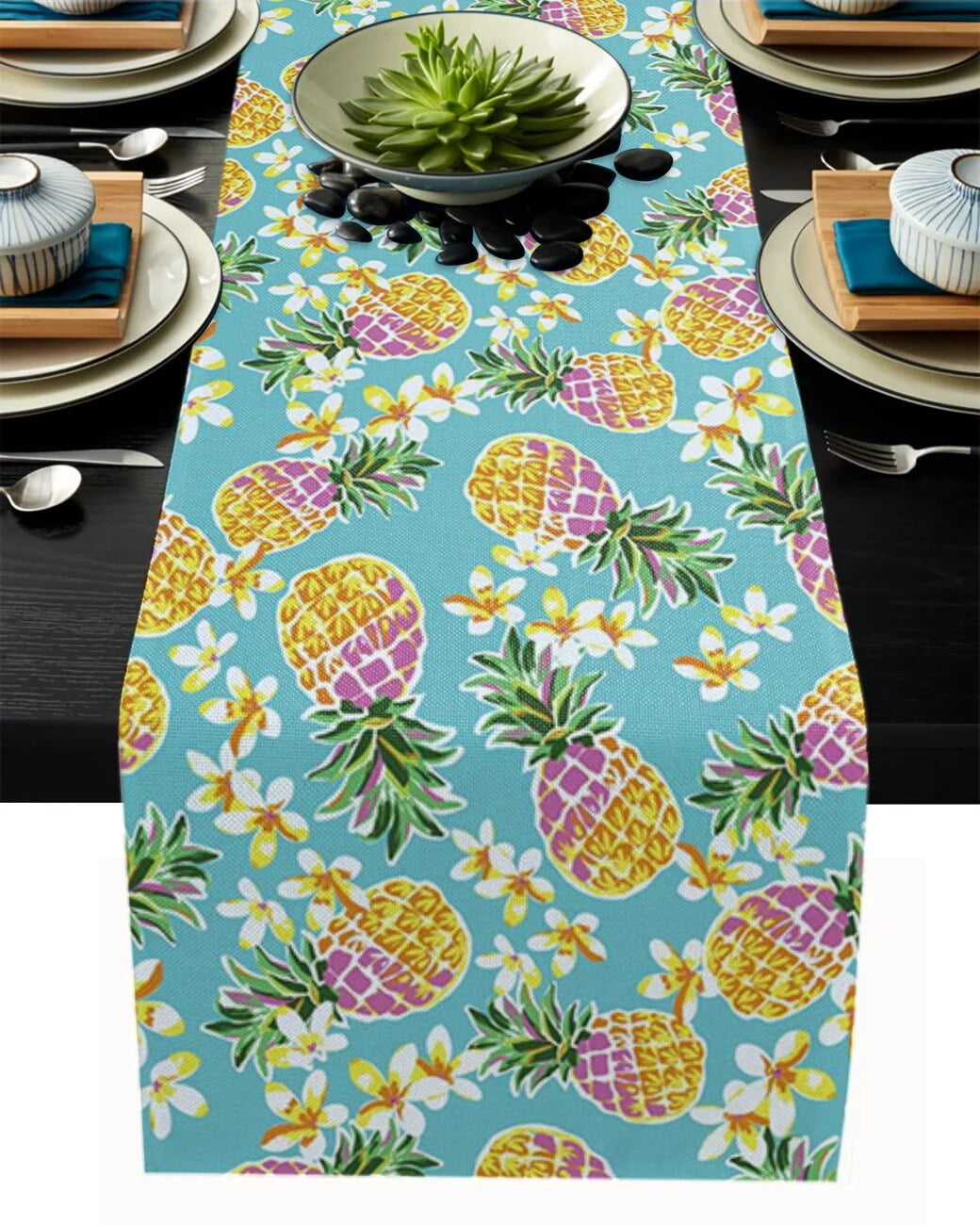 Pineapple Yellow Art Summer Table Runners for Wedding Party Placemat Dining Coffee Table Decor ...
