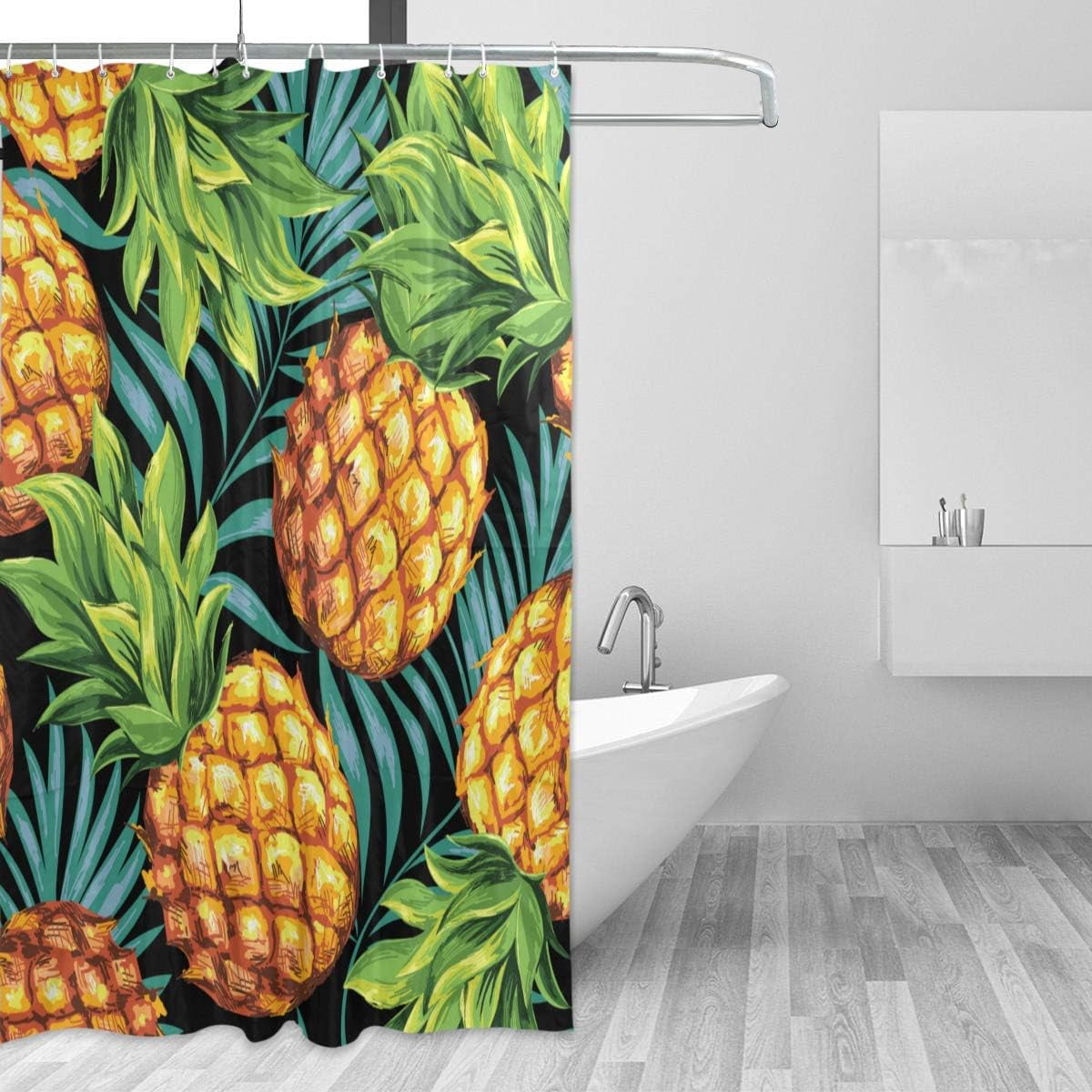 Pineapple and Leaves Bath Shower Curtain Liners - 72x72in - 100% ...