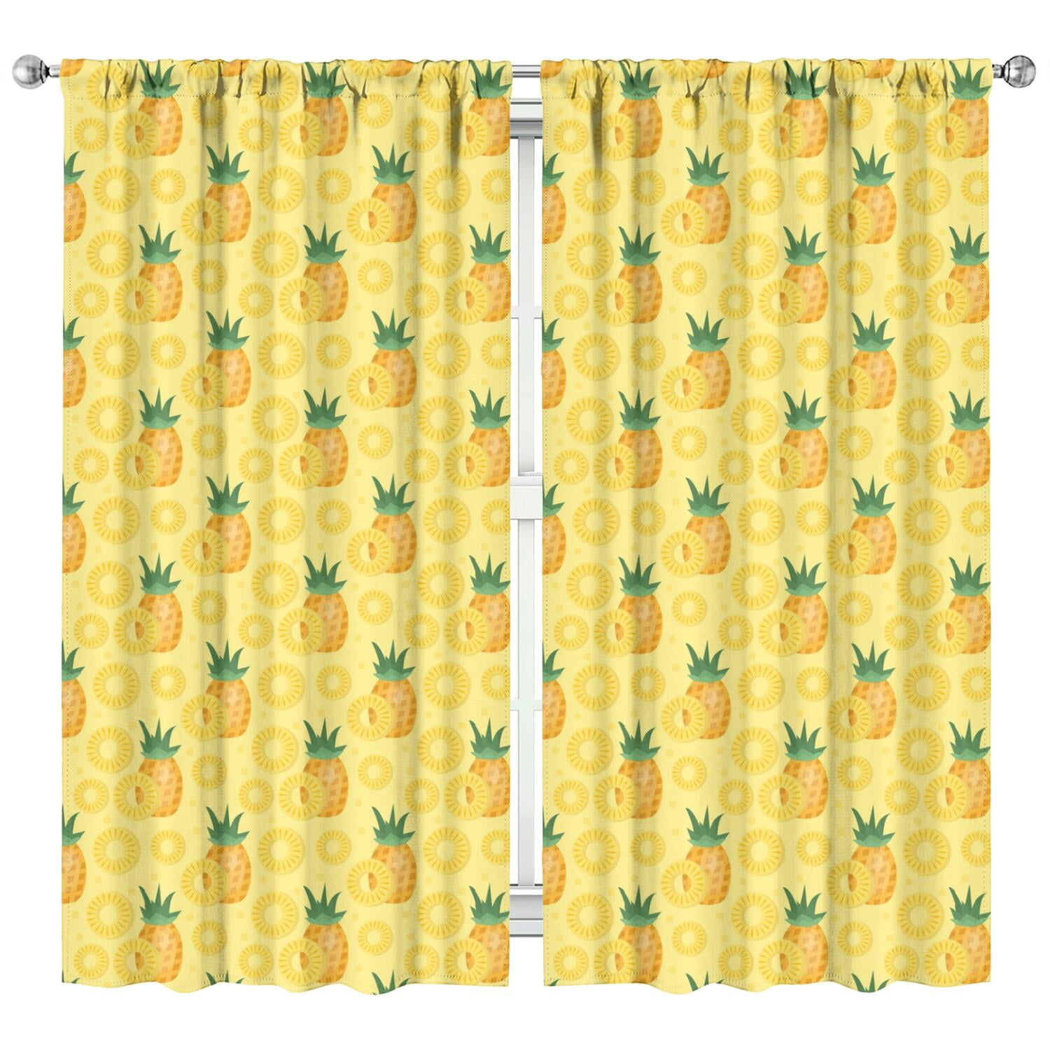 Pineapple and Lemon Kitchen Curtains 2 Pack - 42x84 Inch Tier Window ...