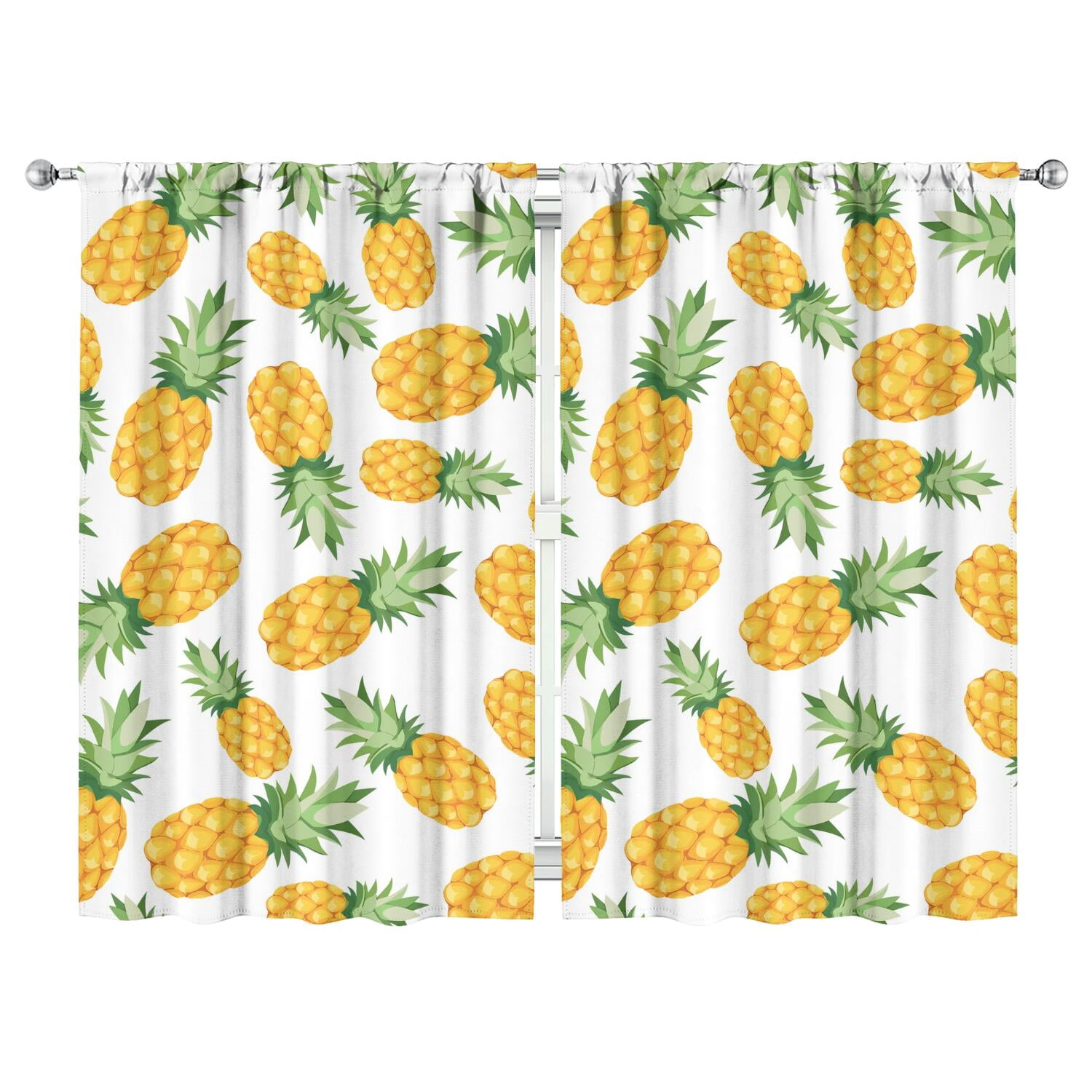 Pineapple and Lemon Kitchen Curtains 2 Pack - 52x84 Inch Tier Window ...