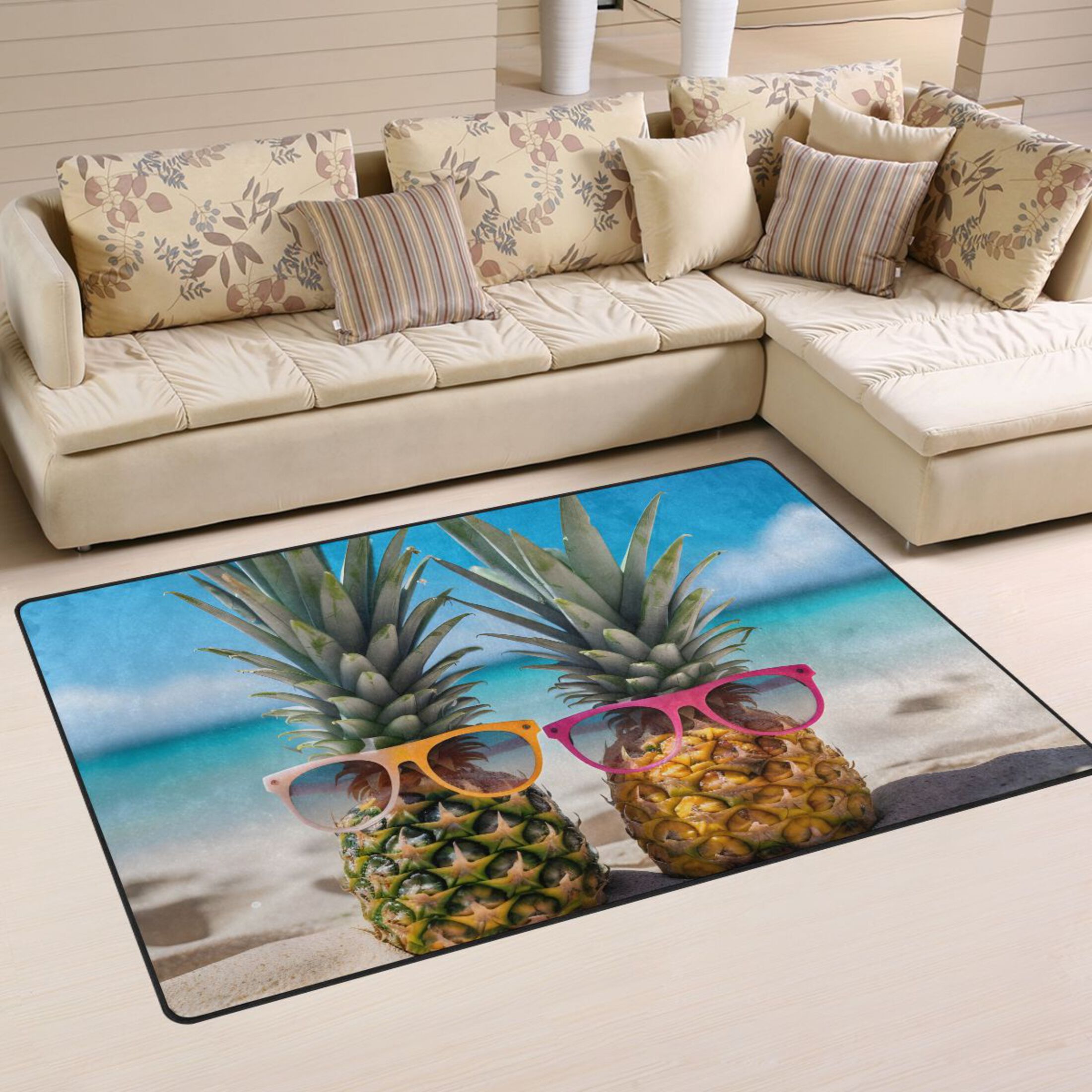 Pineapple with Sunglasses Area Floor Mats Non-Slip Rugs Soft Doormat 31 ...