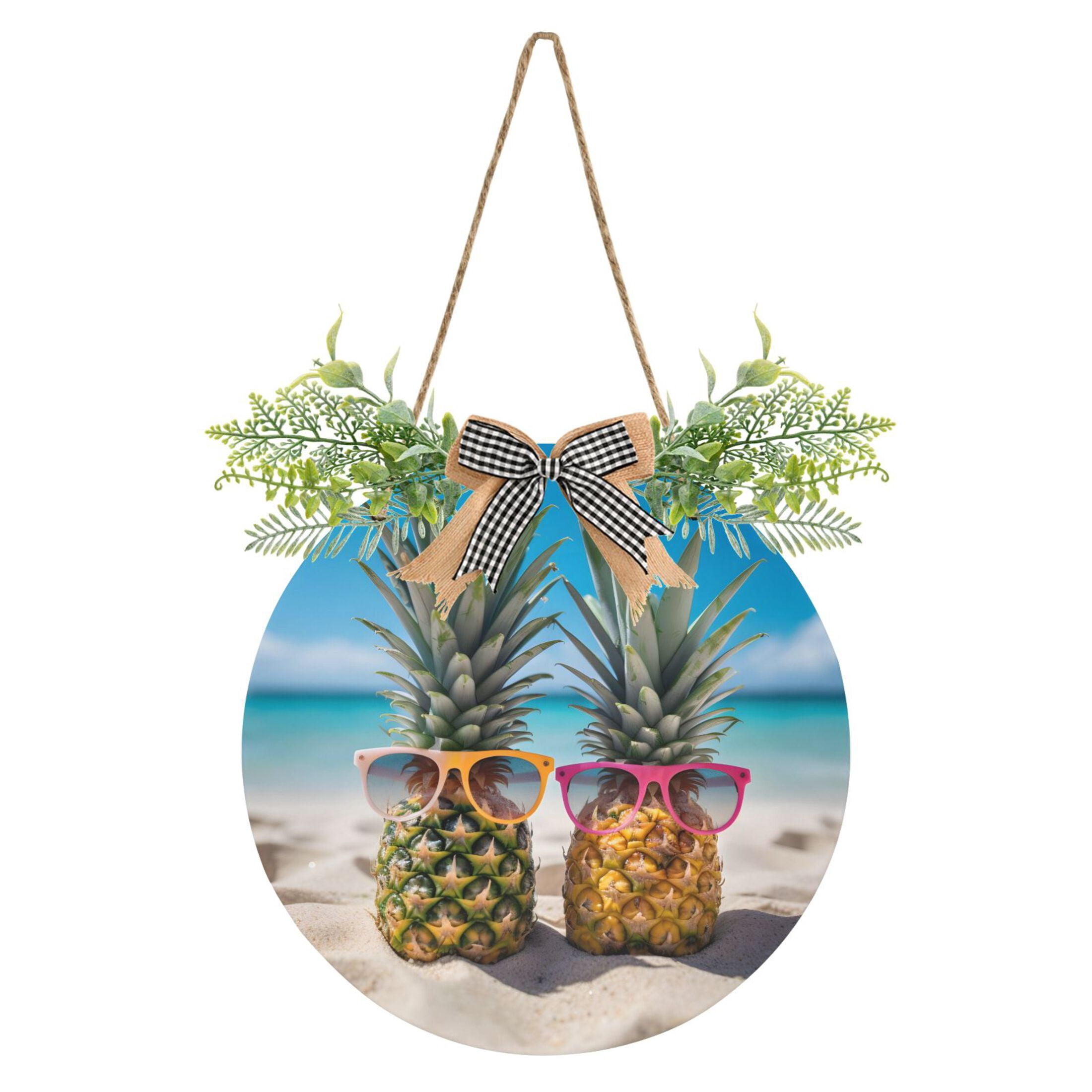 Pineapple with Sunglasses Welcome Front Door Sign Round 12 inch Porch ...