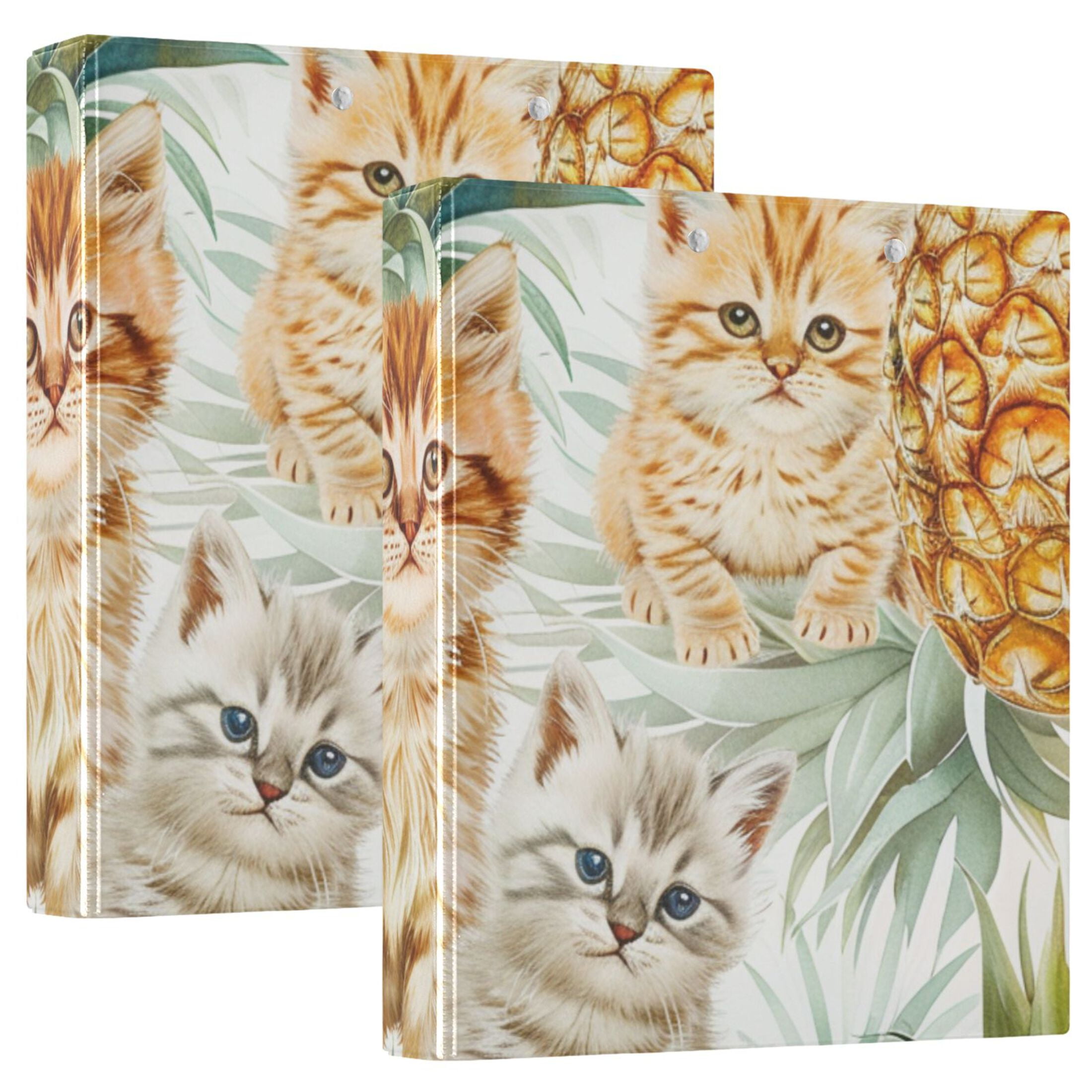 Pineapples Cute Kittens Cats 3 Ring Binders 1.5 inch Hardcover File ...