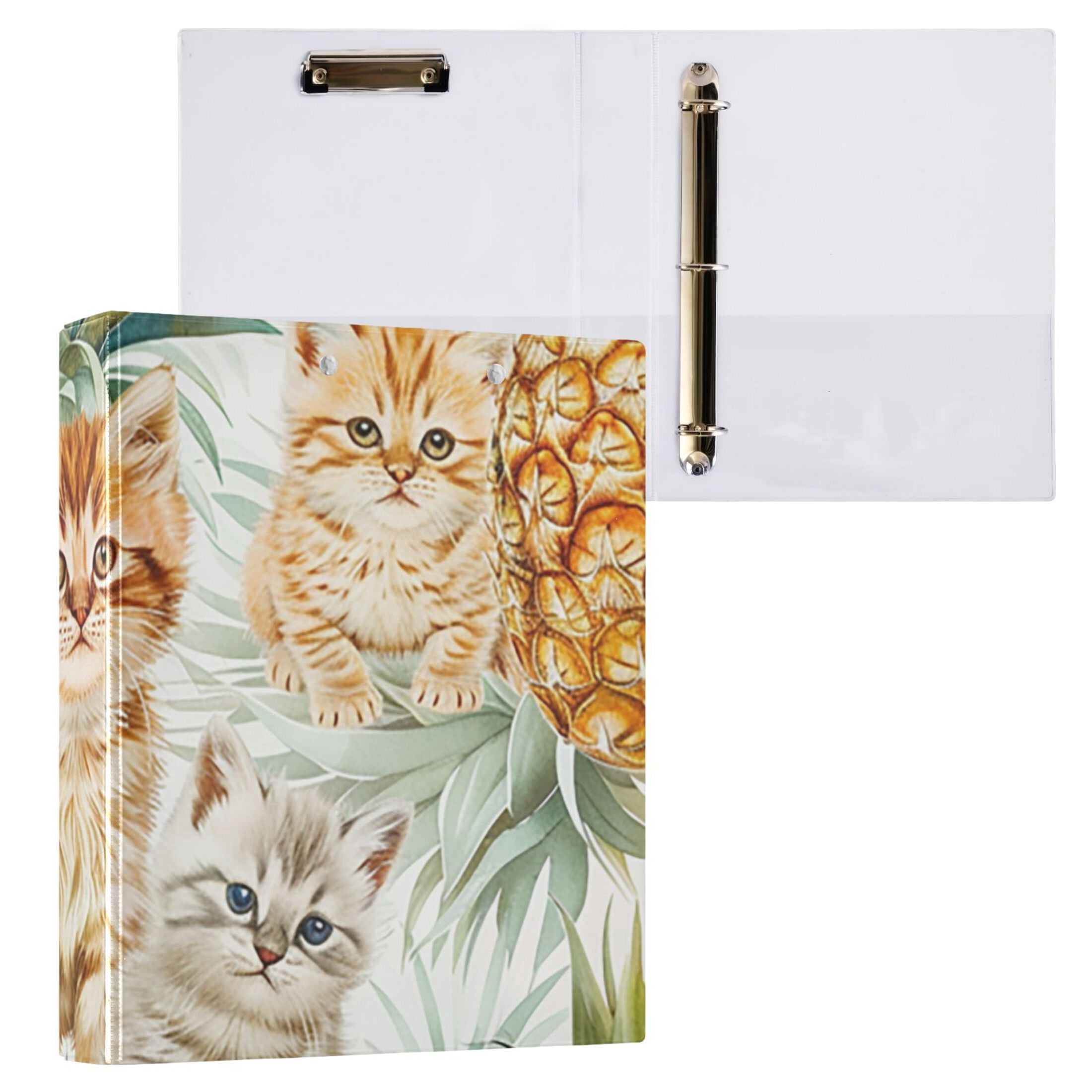 Pineapples Cute Kittens Cats 3 Ring Binders 1.5 inch Hardcover File ...
