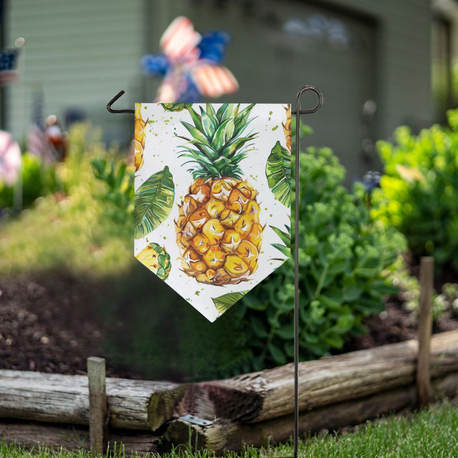 Pineapples Leaves Garden Flag 18" x 12.5" Double Sided Yard Lawn Outdoor Decor Small Yard Flags ...