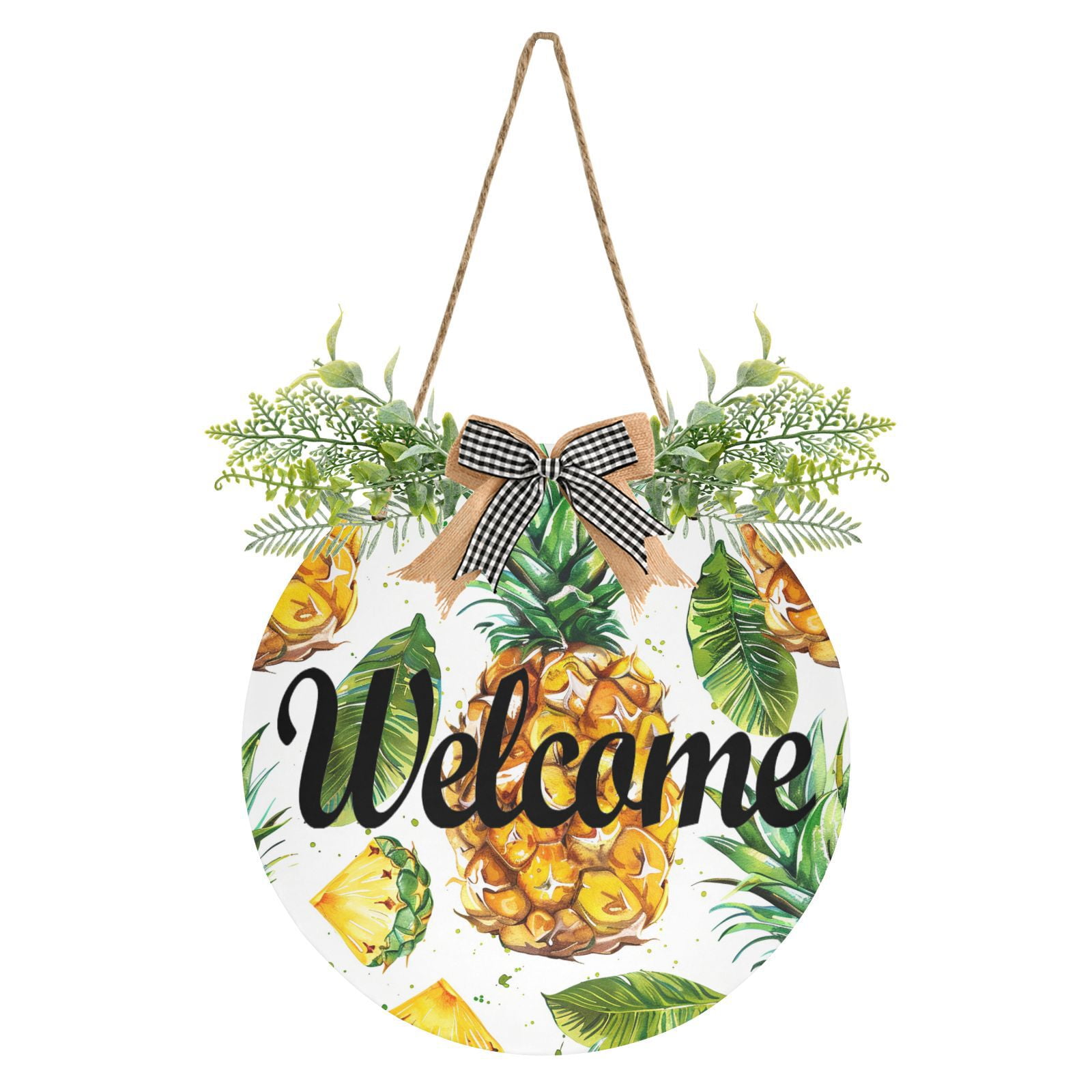 Pineapples Leaves Welcome Sign for Front Door Wreath Door Sign for ...