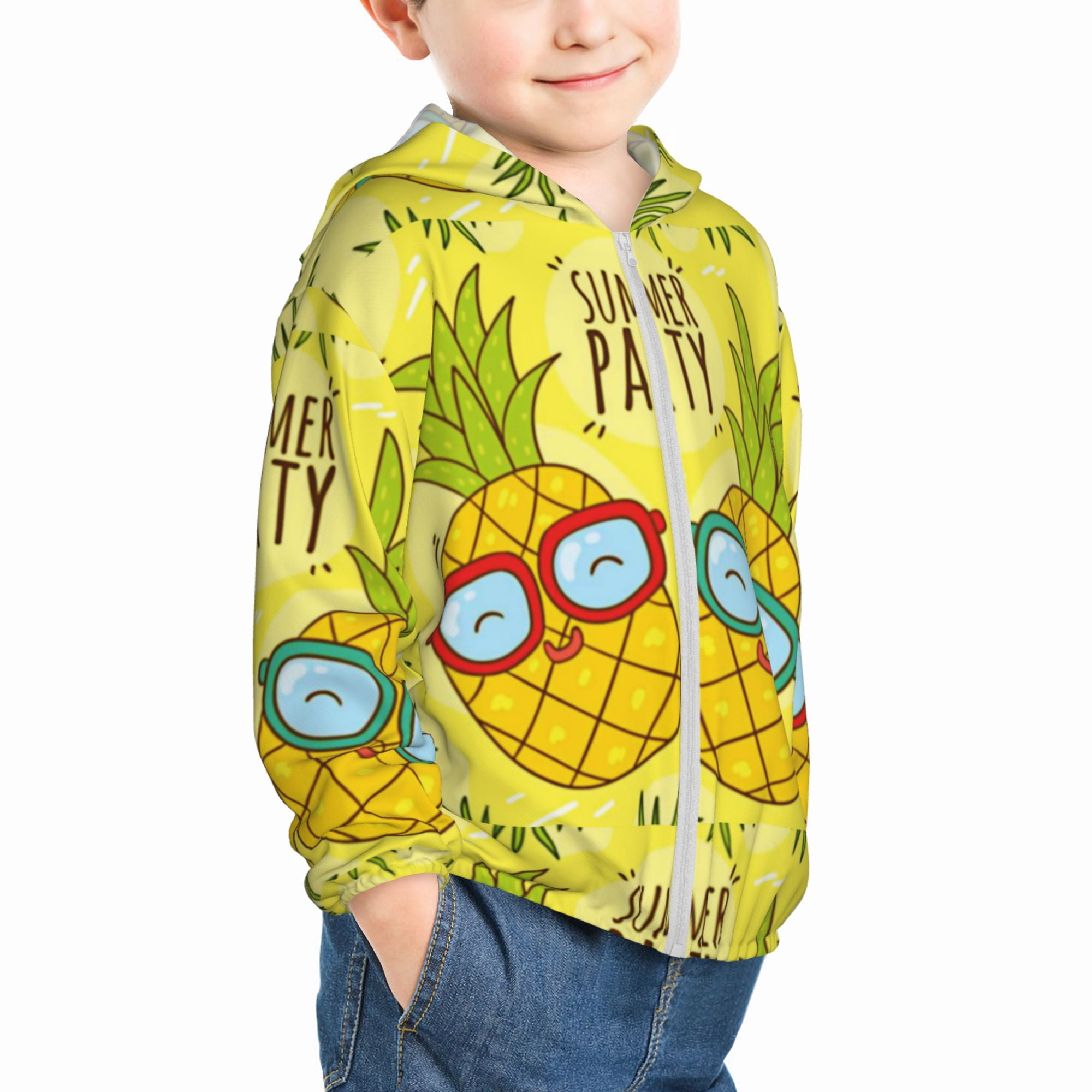 Pineapples Summer Party Kids Zip-Up Hoodie Girls Boys Sun Protection ...