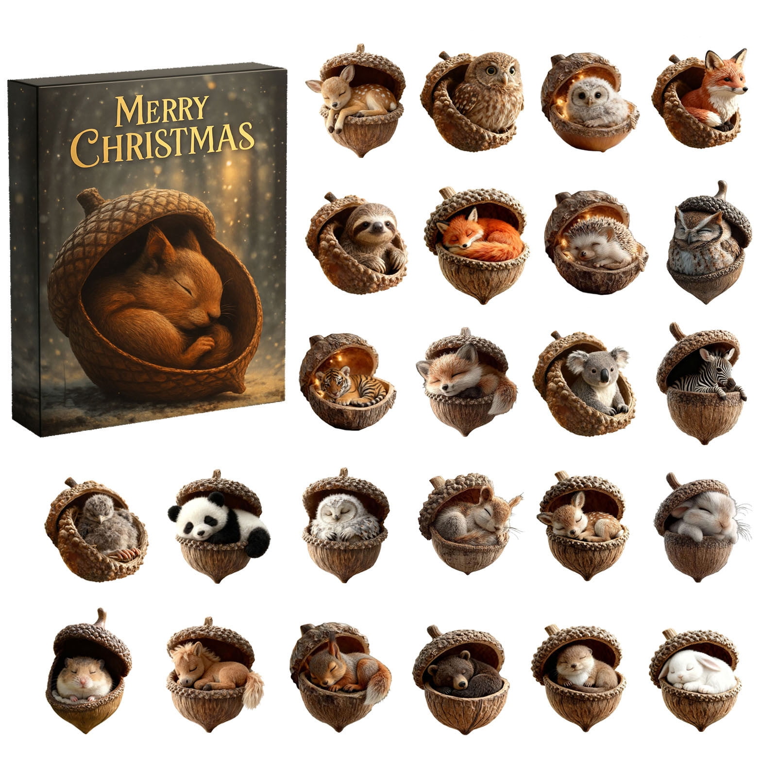 Pinecone Squirrel Advent Calendars 2025, 24 Days Christmas Countdown ...