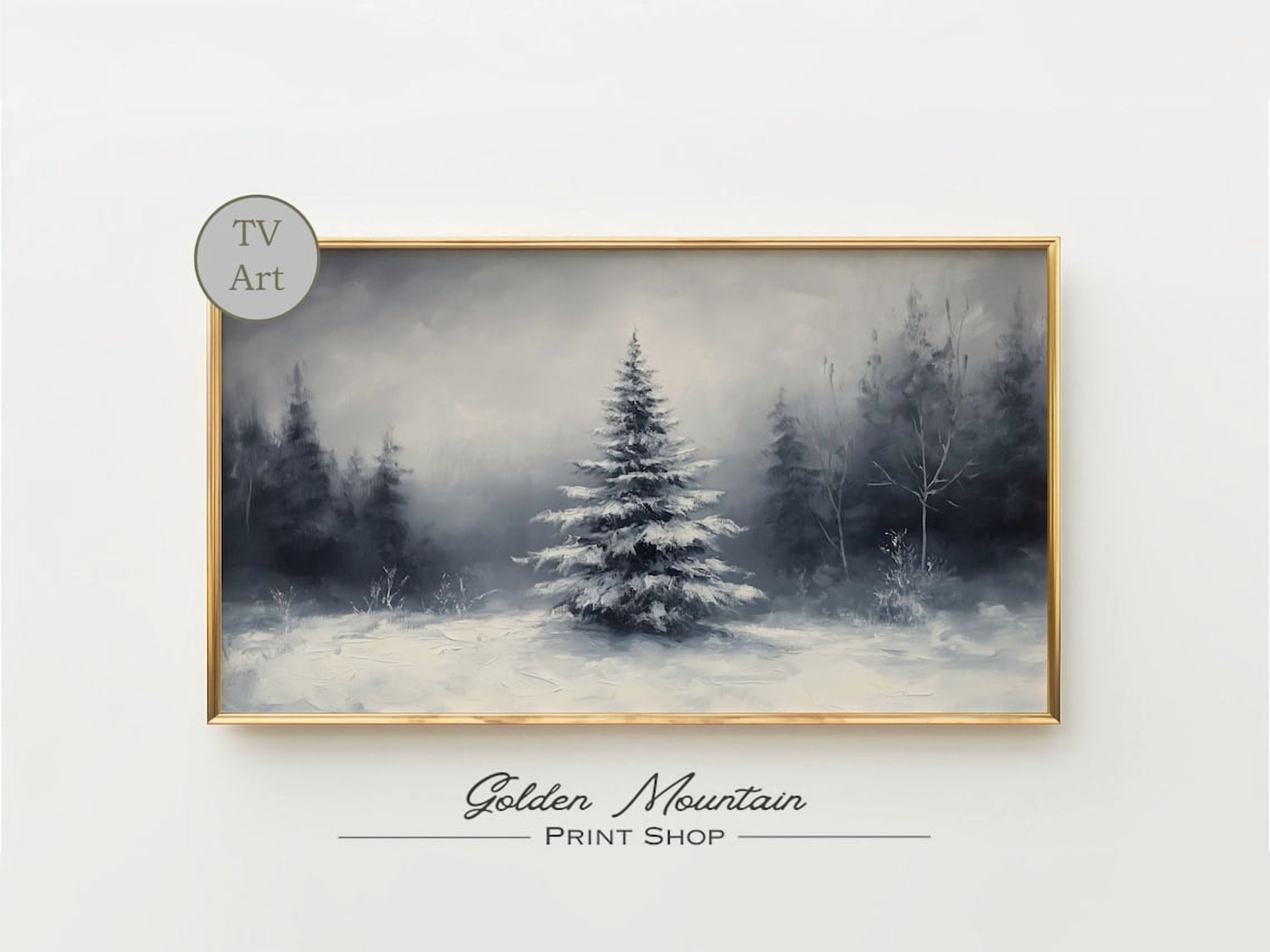 Pineest Winter, Winter Evergreen Landscape, Cozy Seasonal Wall Art ...