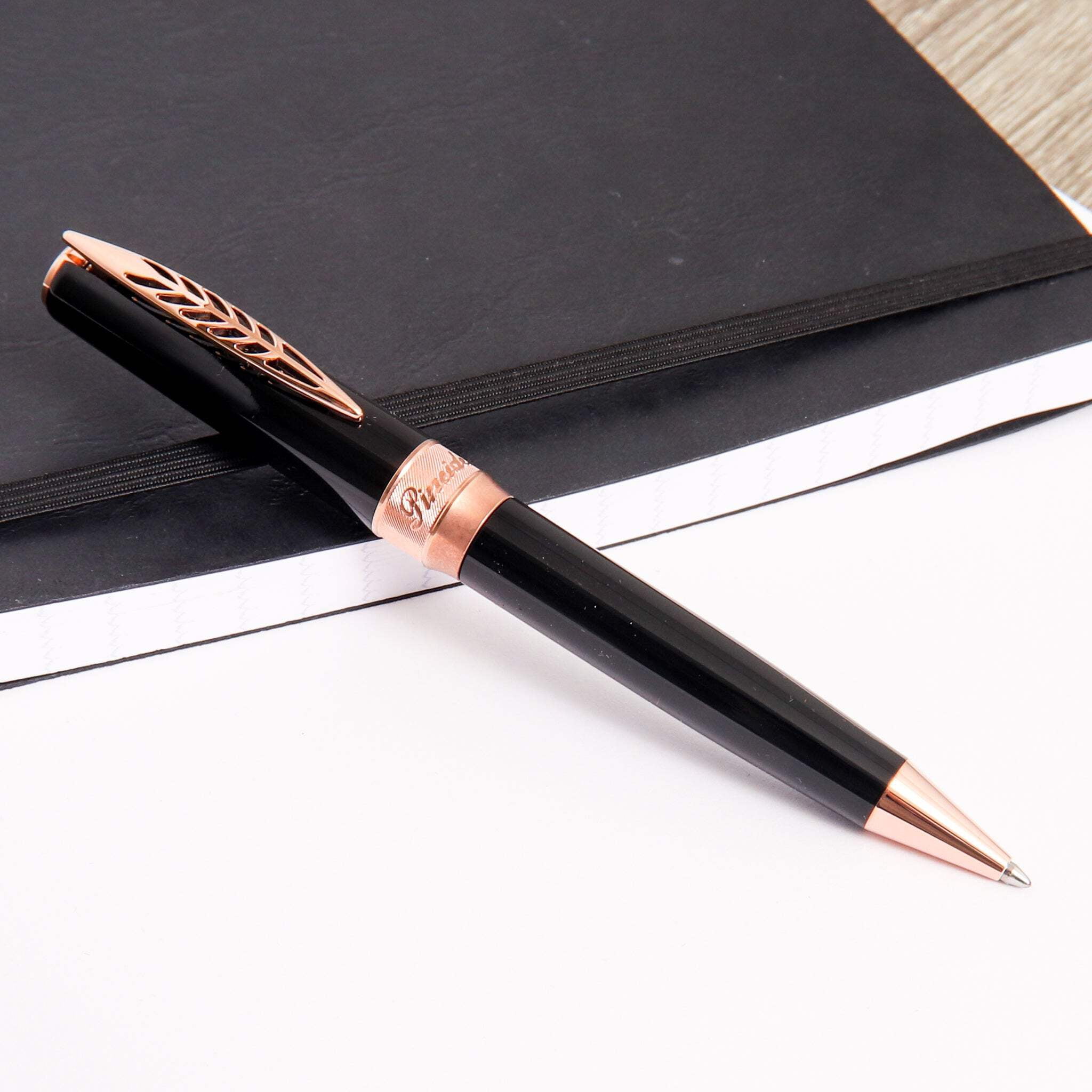 Pineider La Grande Bellezza Rocco Ballpoint Pen - Black with Rose Gold ...