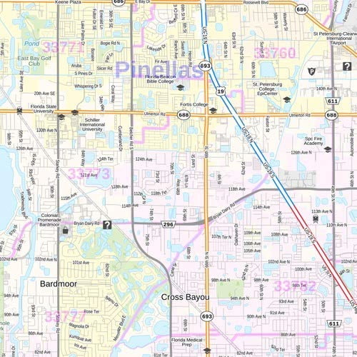 Pinellas County, Florida - 36" x 48" Matte Plastic Wall Map - Walmart.com
