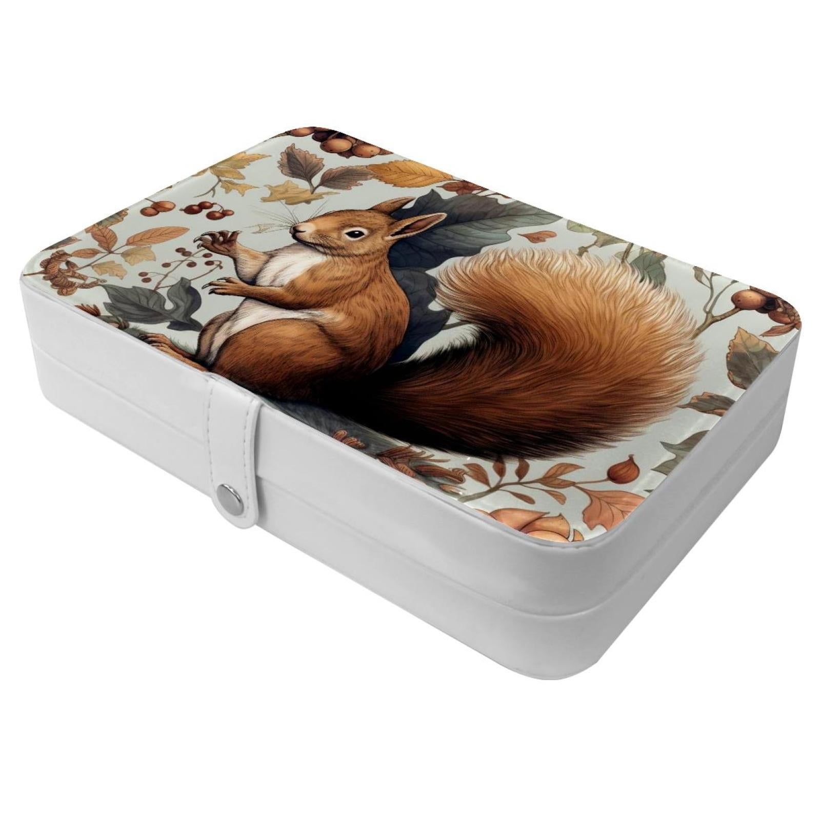 Pinenuts and Cute Squirrels Travel Jewelry Box - Compact and Portable - Ideal Storage for Rings ...