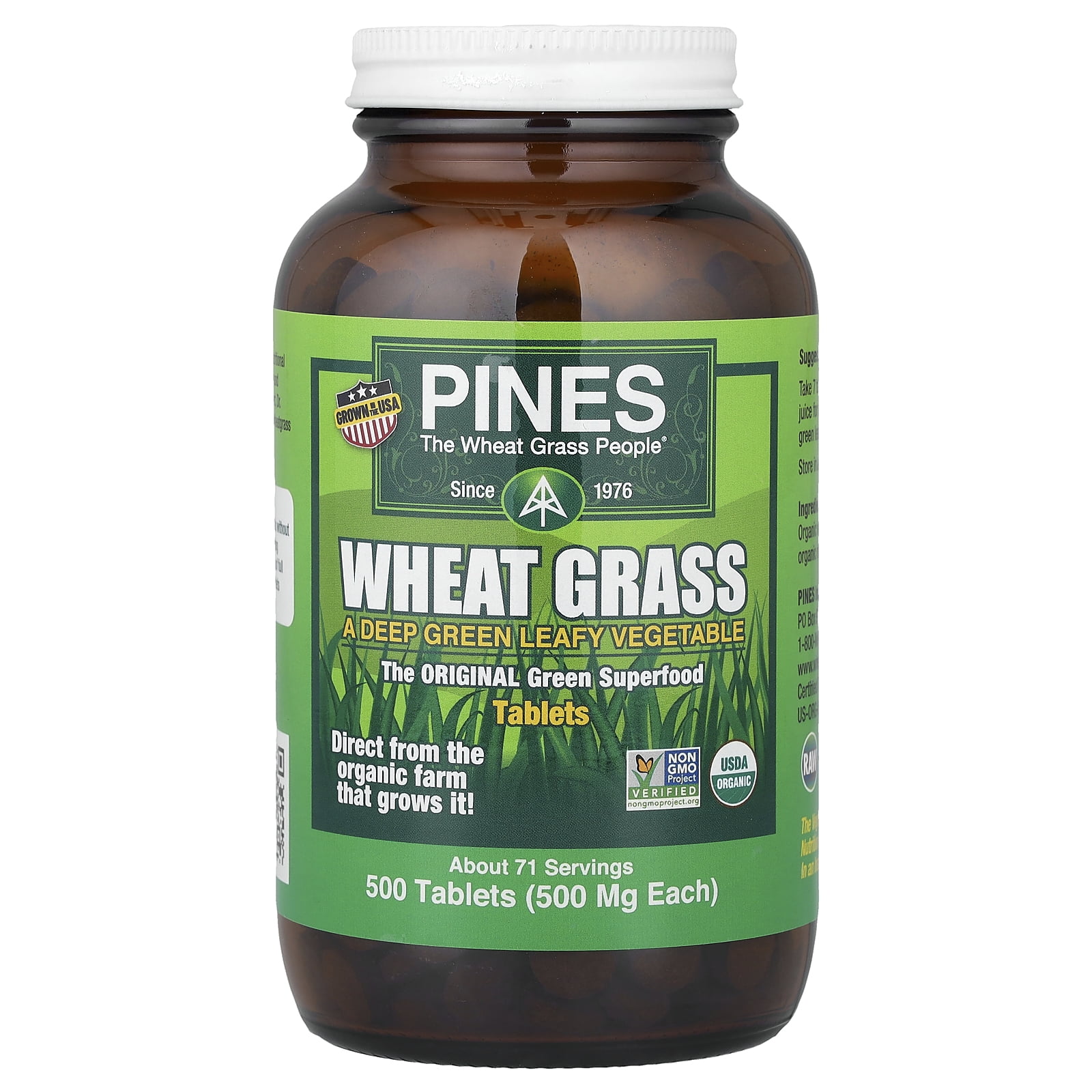 Pines International Wheat Grass Supplement - 500mg Pills, 500 Tablets ...