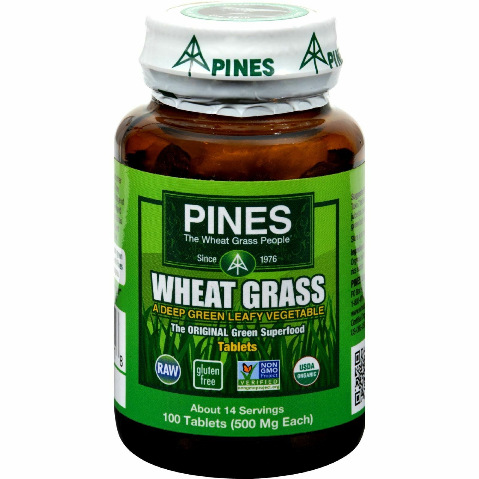 Pines Organic Wheat Grass 500 Mg Tablets, 100 Count (Pack of 1 ...