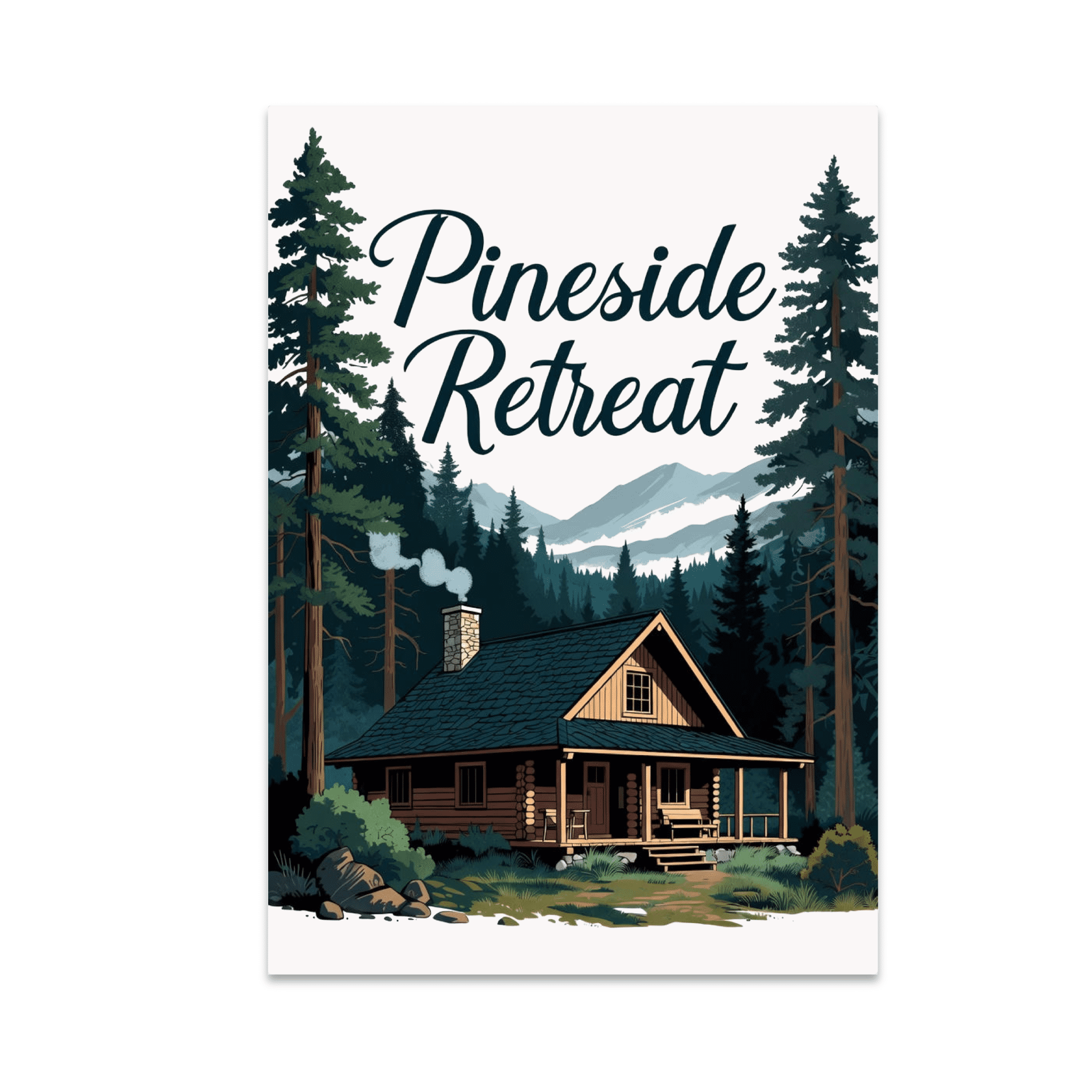 Pineside Retreat Mountain Cabin Art - Nature Lover - 13x19 Poster Print ...