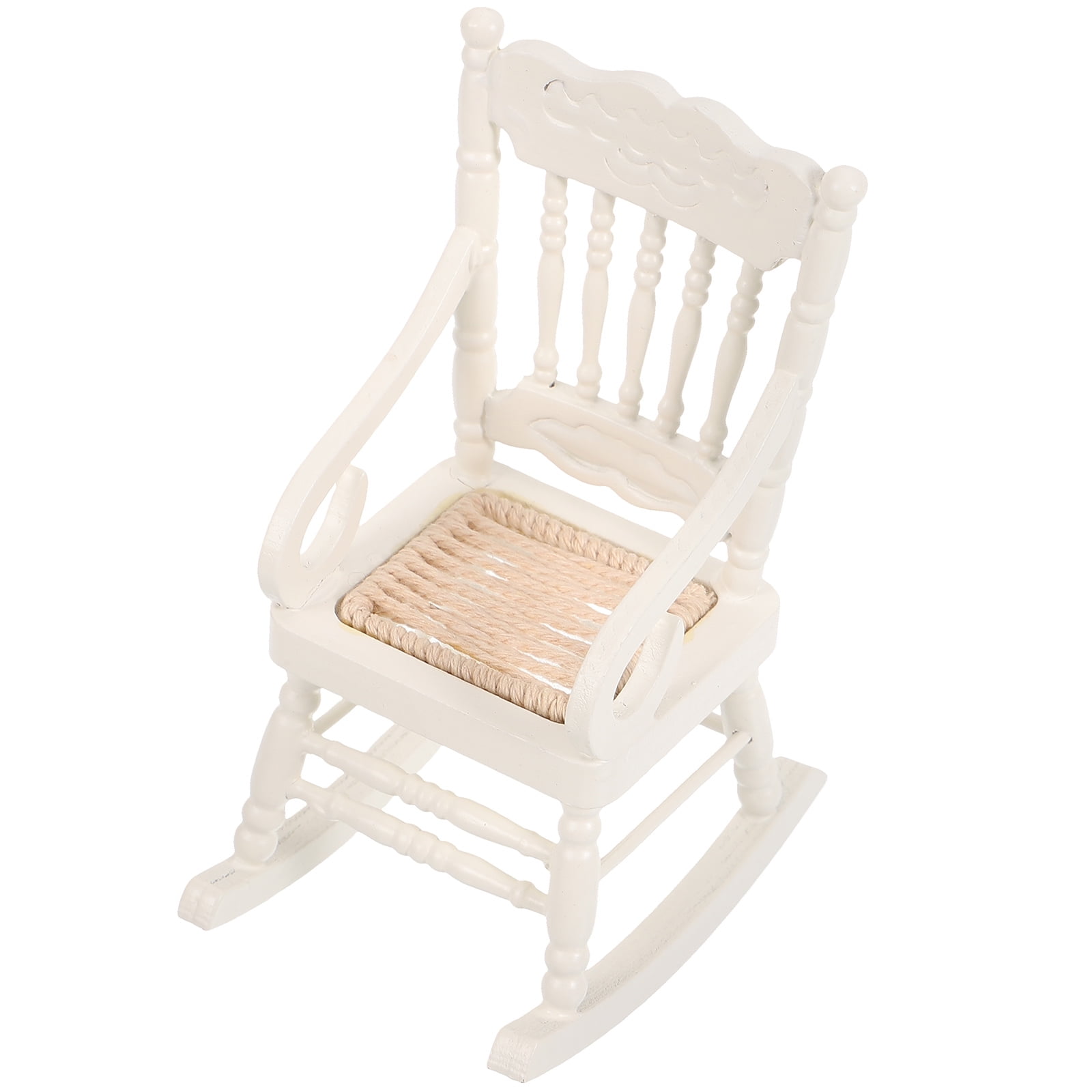 Ping 1/12 Miniature Wooden Rocking Chair Model (White) - Walmart.com