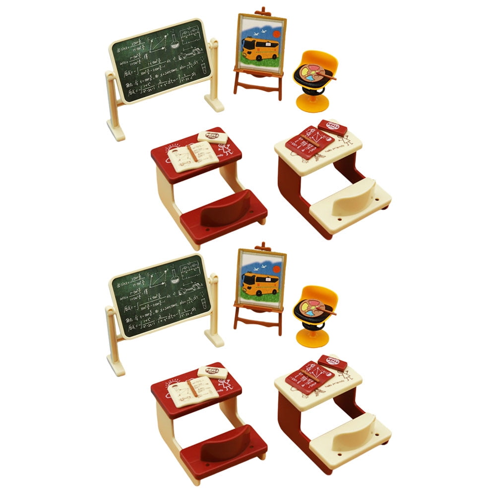 Ping 2 Sets of Doll Mini Desk Mini House Decorations Realistic ...