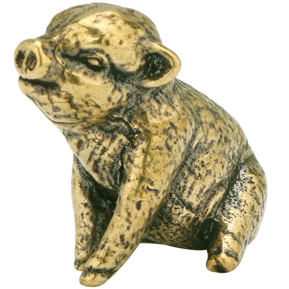 Ping Brass Tiny Pig Shape Figurine Home Decor Statue Miniature Pig ...