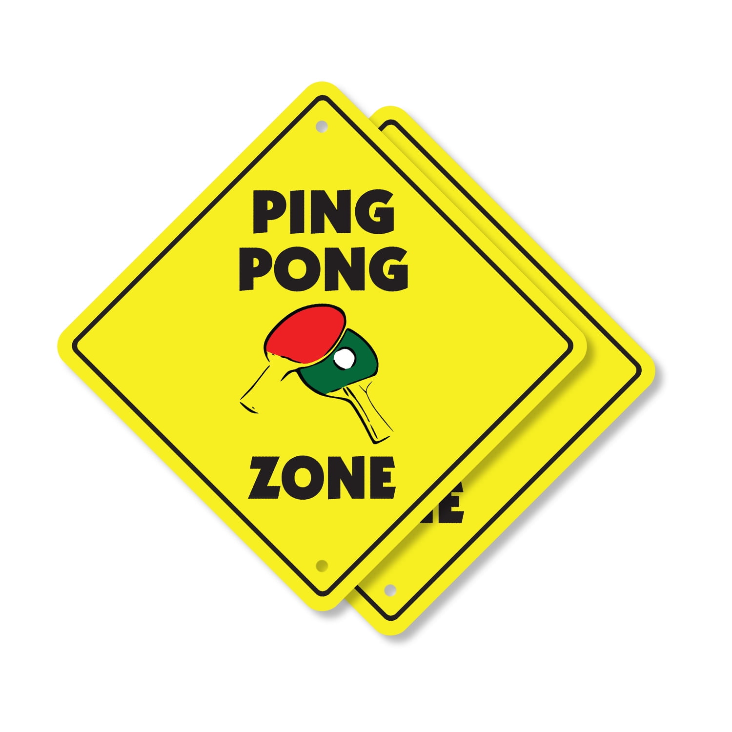 Ping Pong (2 Pack) Plastic Crossing Sign - 10 Inch X 10 Inch Xing Sign Gift Sports Game Table ...