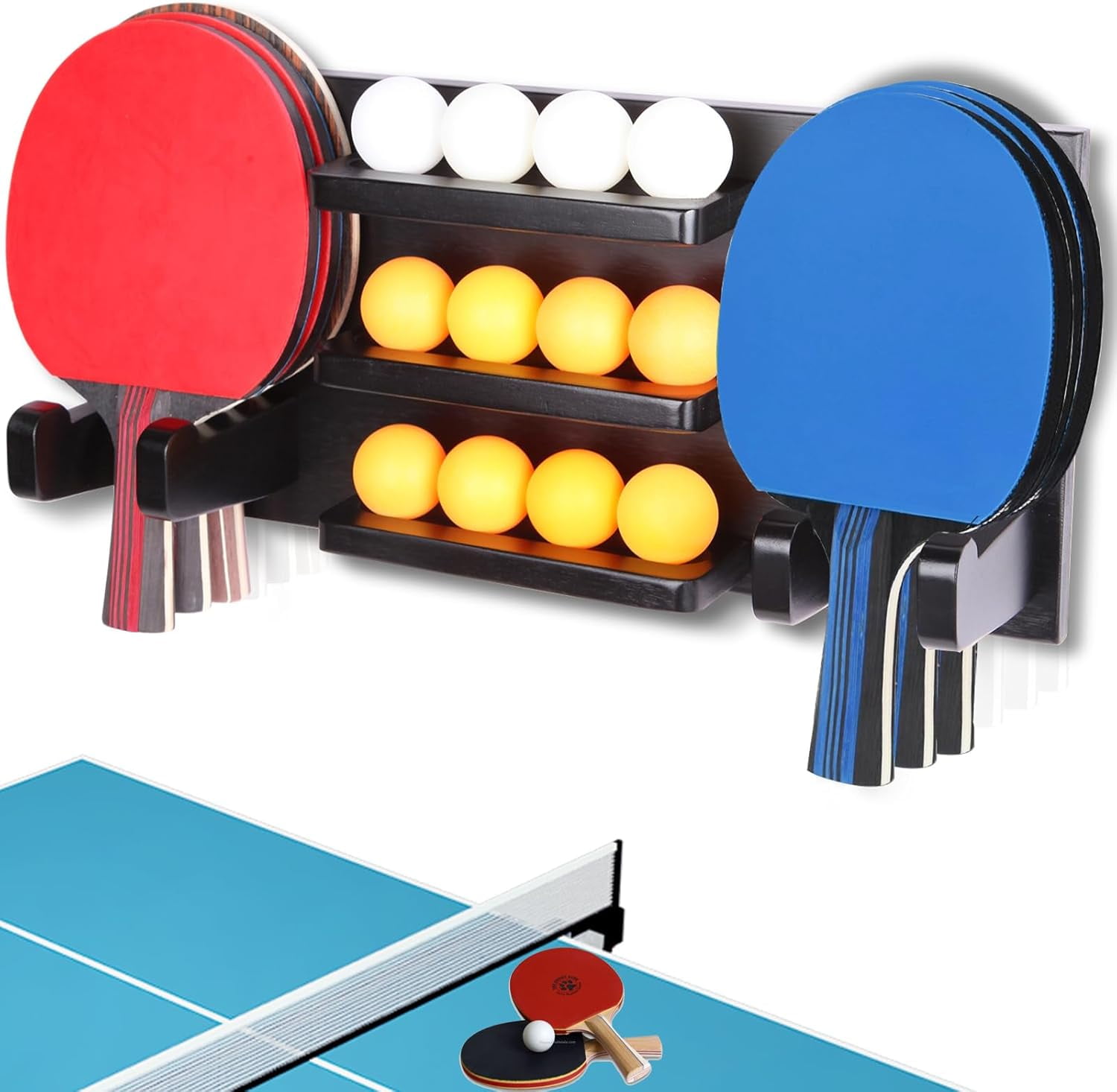 Ping Pong Paddle Holder, Ping Pong Paddle Storage Rack Wall Mounted ...