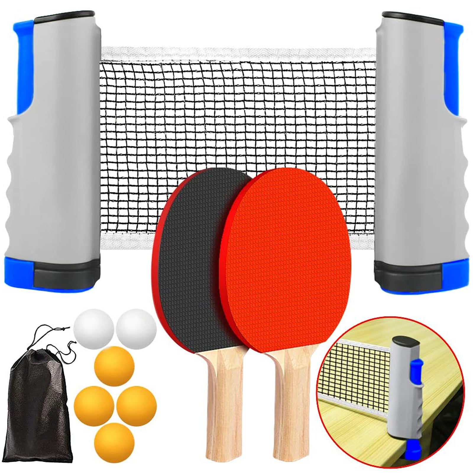 COOSERRY Indoor/Outdoor Ping Pong Set with Retractable Net, 2 Rackets ...