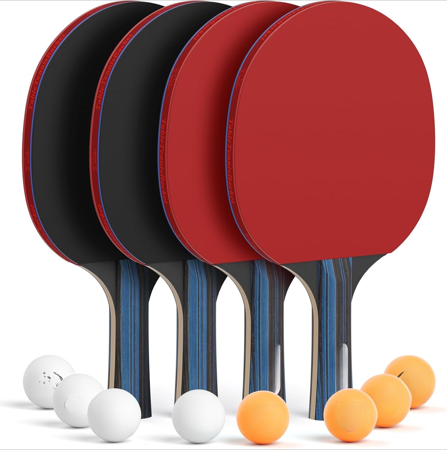 Ping Pong Paddles Set Table Tennis Rackets with Balls, Storage Case for ...