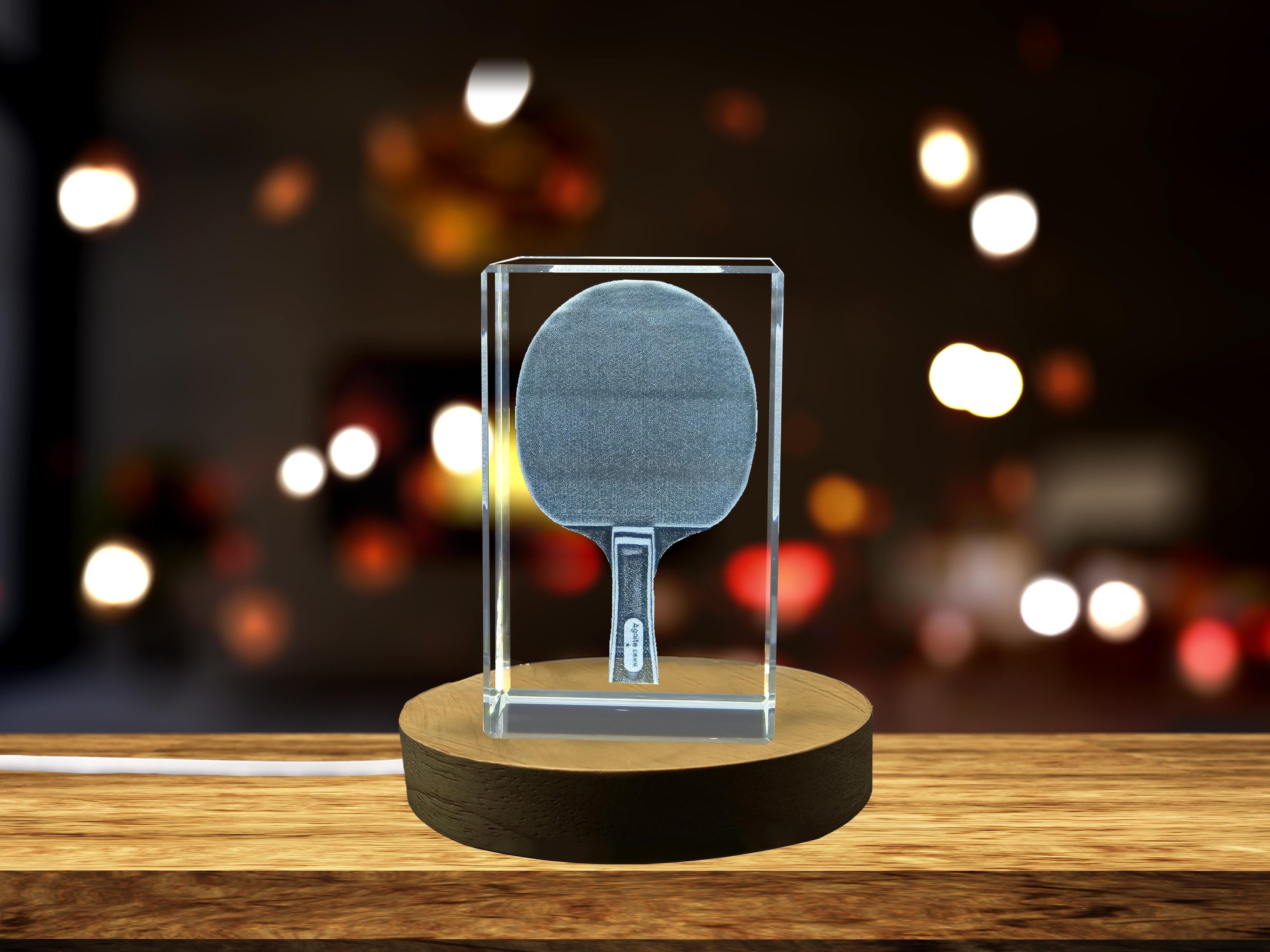 Ping Pong Racket | 3D Engraved Crystal Award for Table Tennis ...