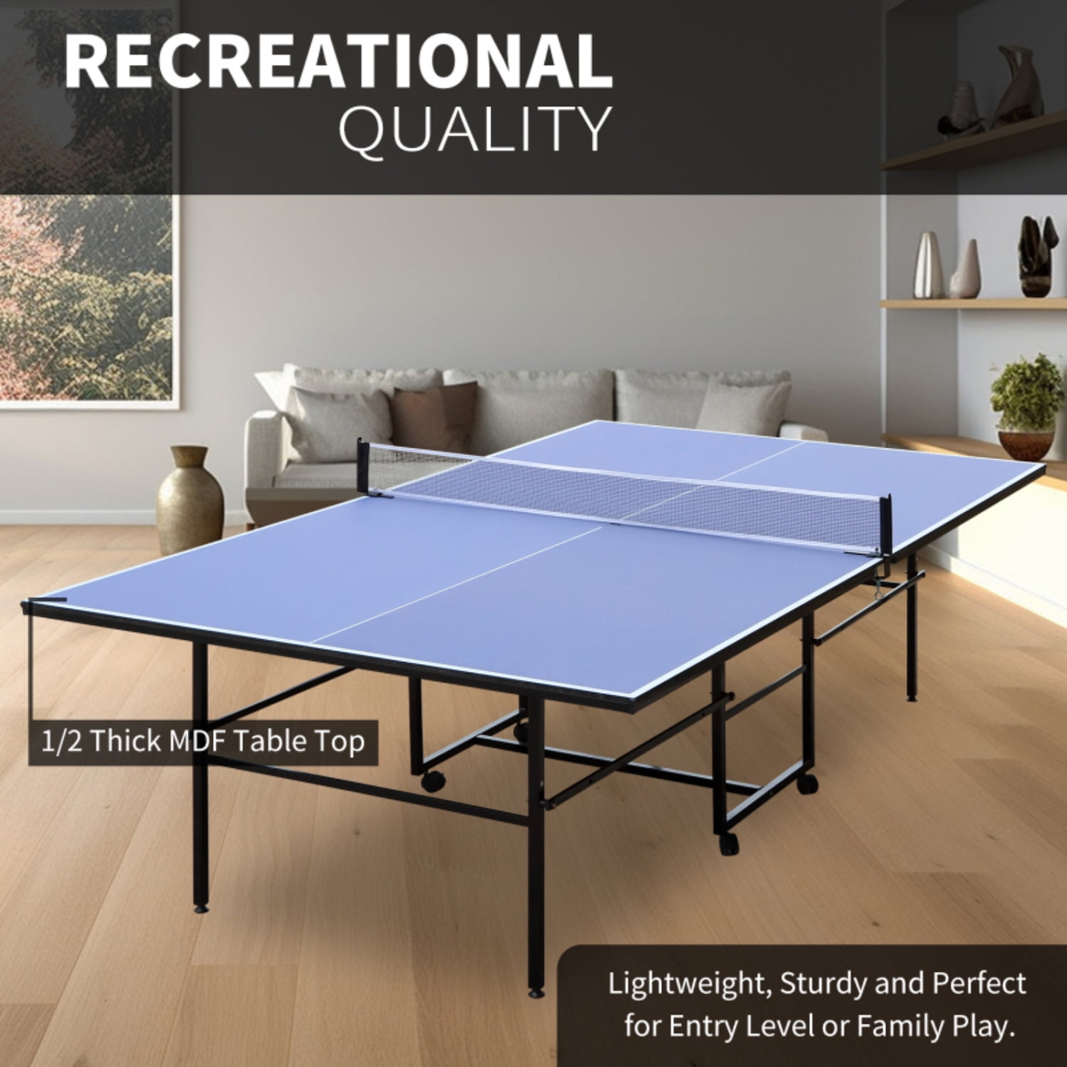 Ping Pong Table 9ft Mid-size Foldable & Portable Ping Pong Set For ...
