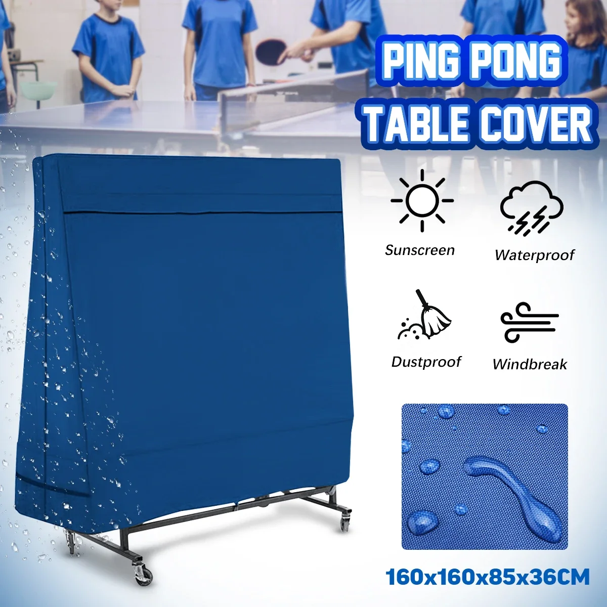 Ping-Pong Table Dust Covers Oxford Waterproof Outdoor Rain Wind Sun UV ...