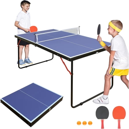 Ping Pong Table Foldable Table Tennis Game Table Indoor with Clamp Net ...