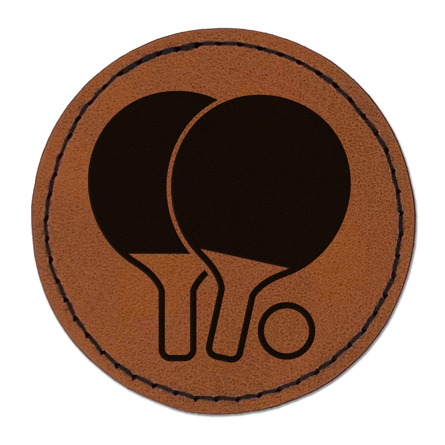 Ping Pong Table Tennis Paddles and Ball 2.5" Faux Leather Round ...