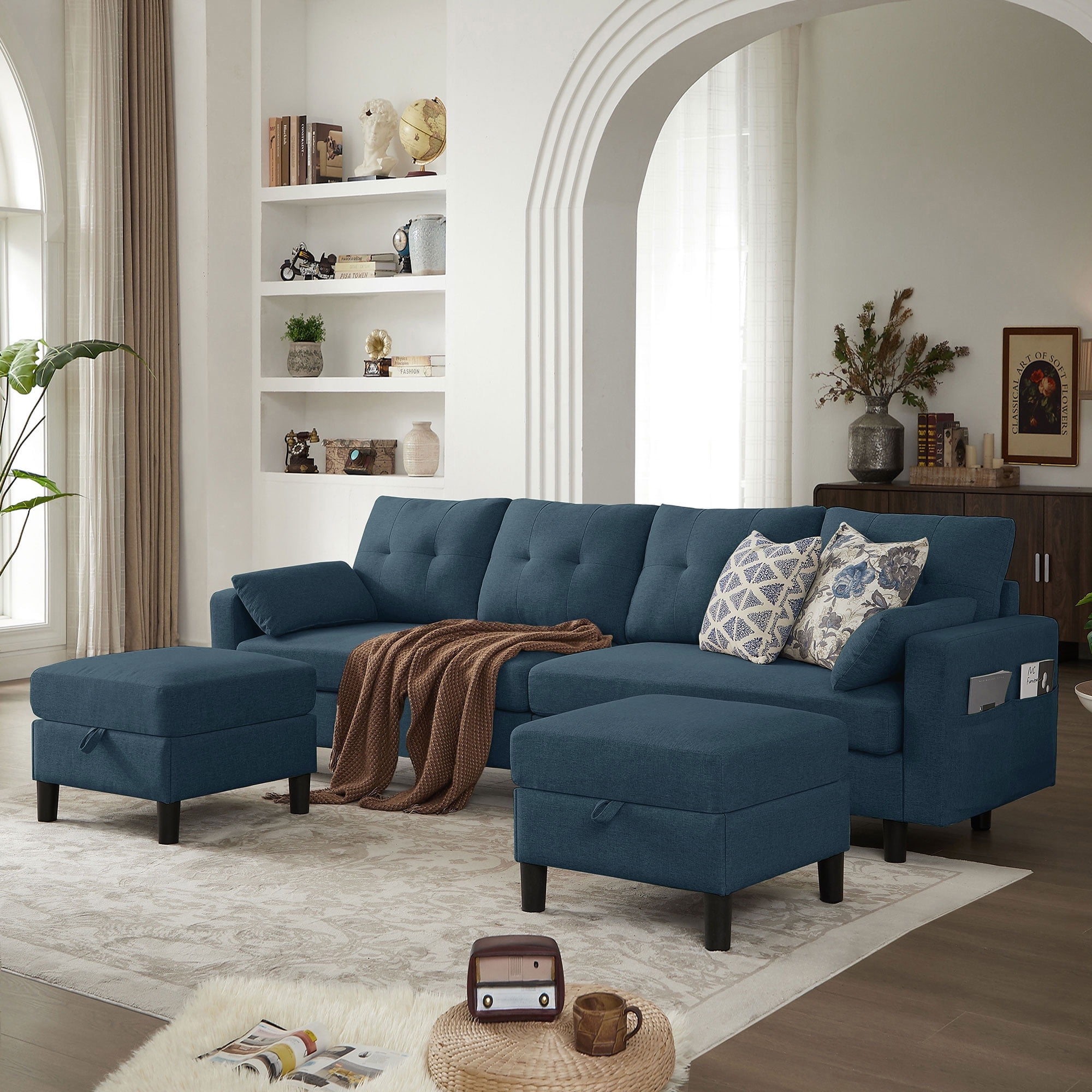 Pingliang Home 101" Modular Convertible Sectional Sofa Couch with ...