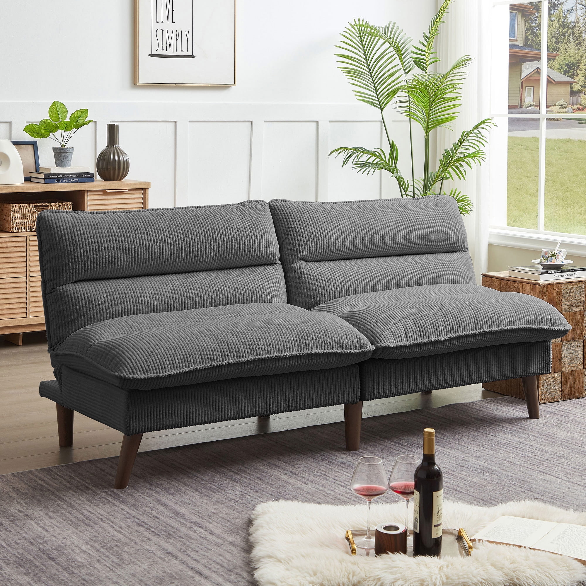 Pingliang Home 72" Futon Convertible Sofa Bed,Modern Linen Loveseat ...