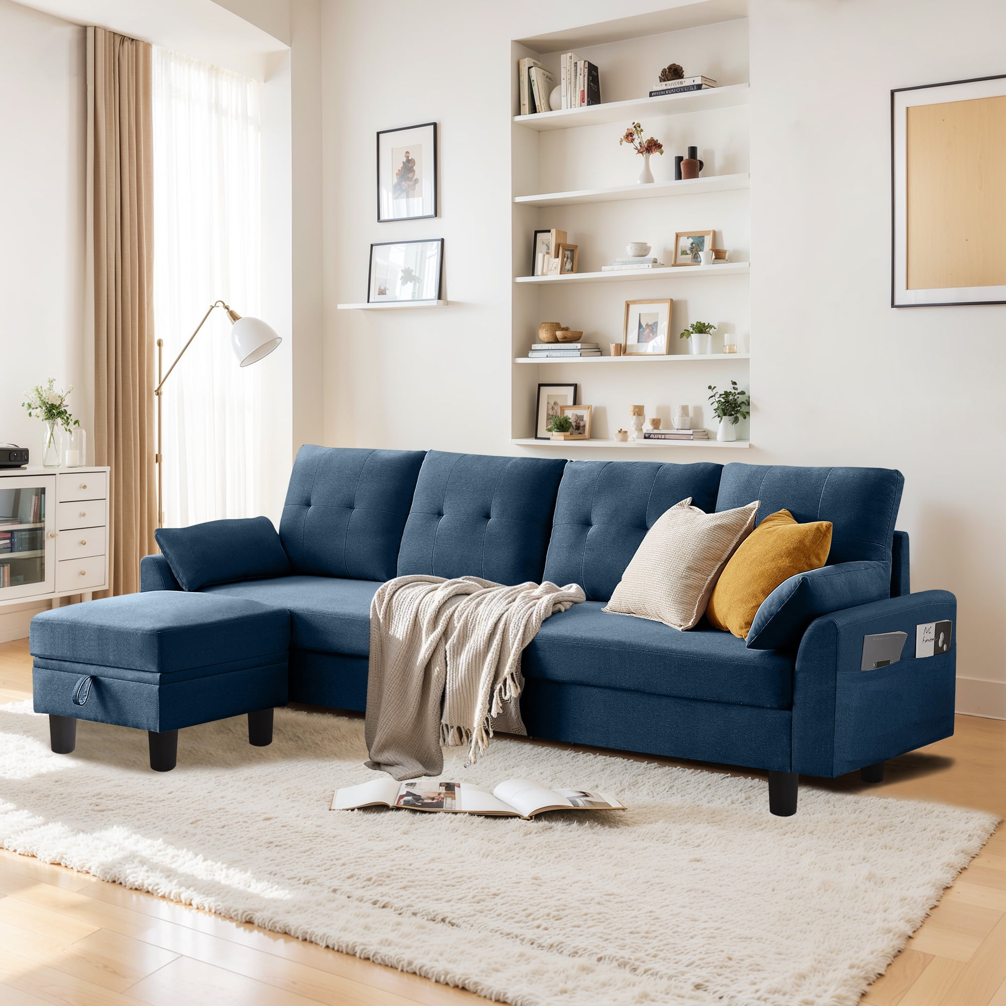 Pingliang 4-Seater L-Shaped Sofa, Convertible with Reversible Storage ...