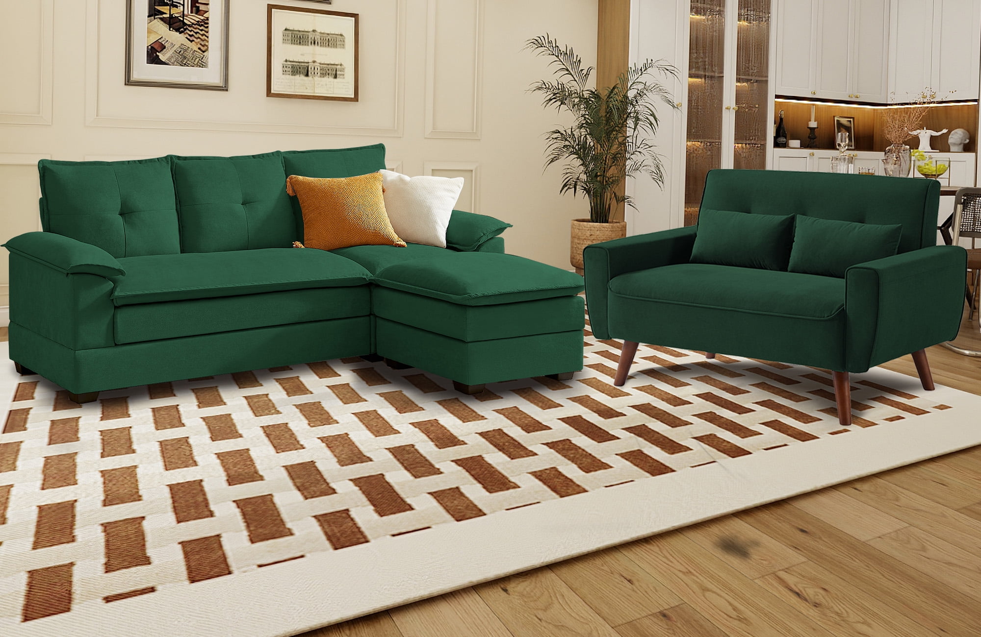 Pingliang Home Furniture Set of Convertible Sectional Sofa Couch with ...