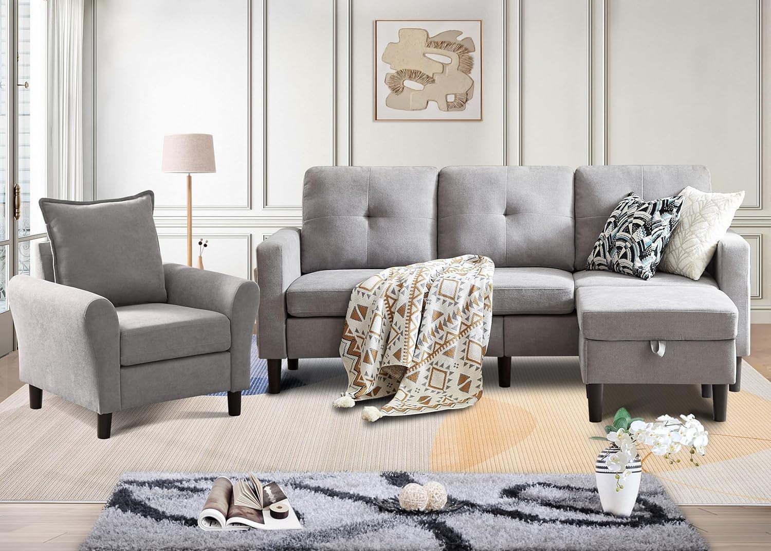 Pingliang Home Furniture Set Convertible Sectional Sofa and Storage ...