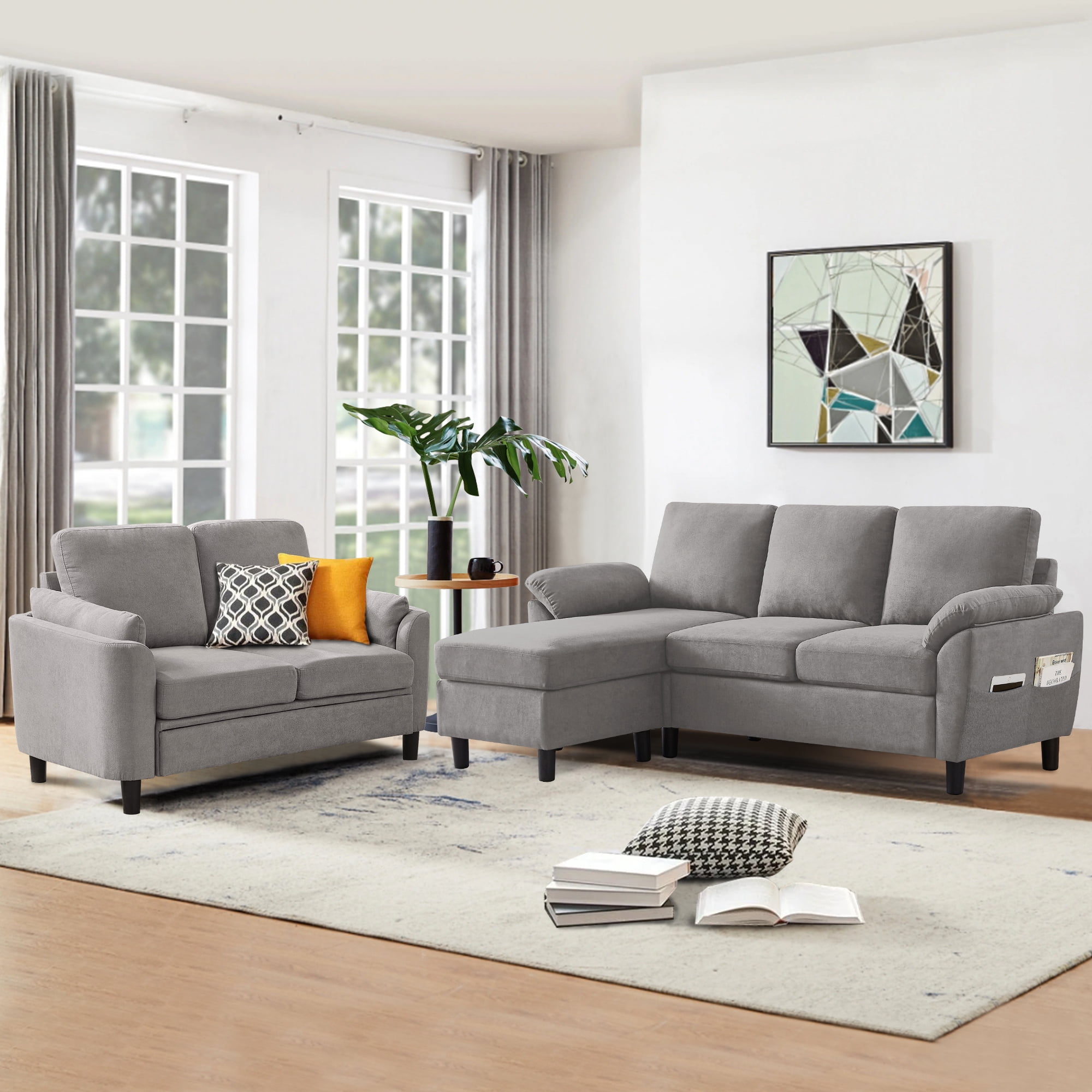 Pingliang Home Living Room Furniture Set,Convertible Sectional Sofa ...