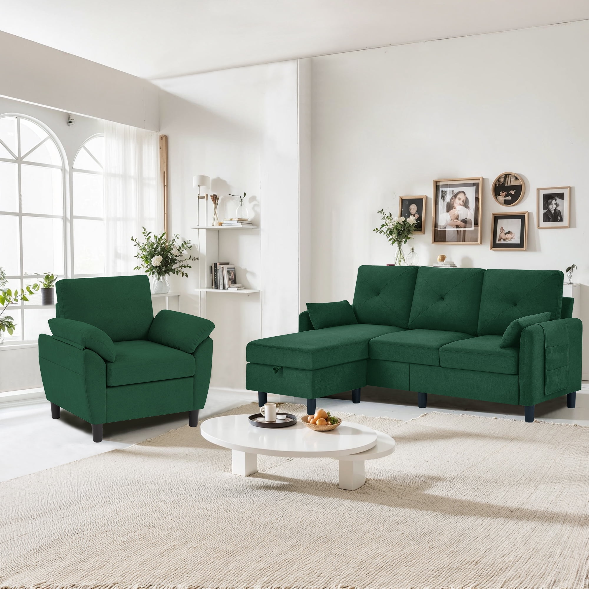 Pingliang Home Living Room Furniture Set, Sectional Sofa Couch with ...