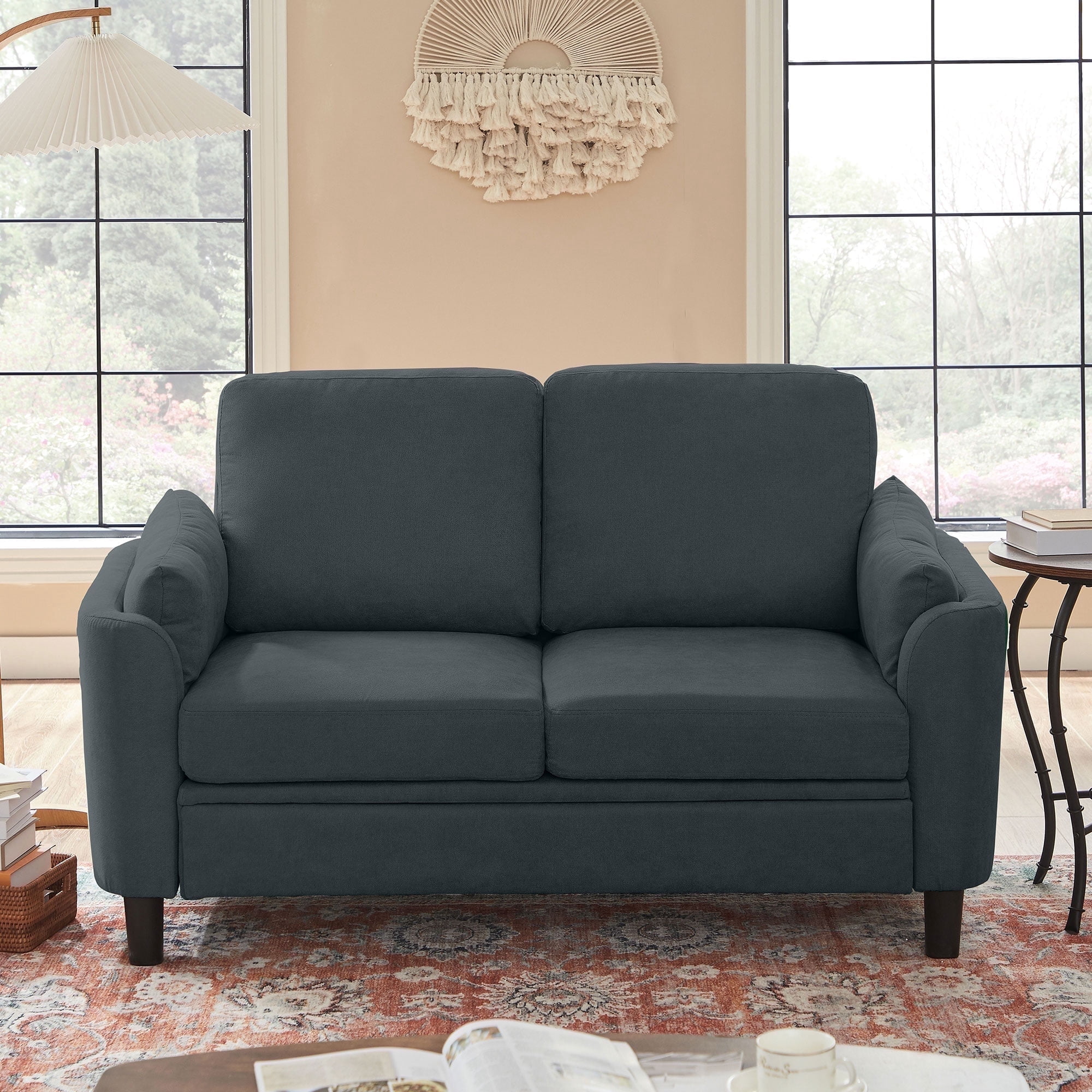 Pingliang Home 59" Loveseat Small Sofa Couch 2 Seater for Living Room ...