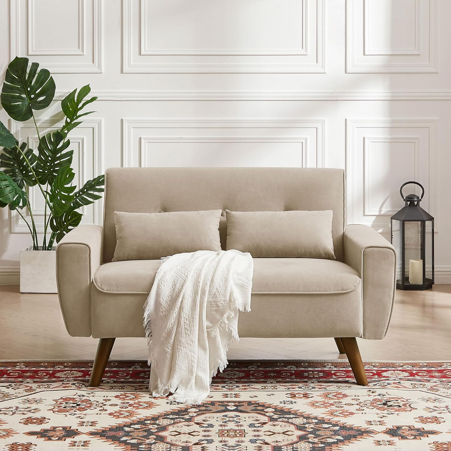 Pingliang Home Loveseat Small Sofa Modern Linen Fabric 2 Seat Couch ...