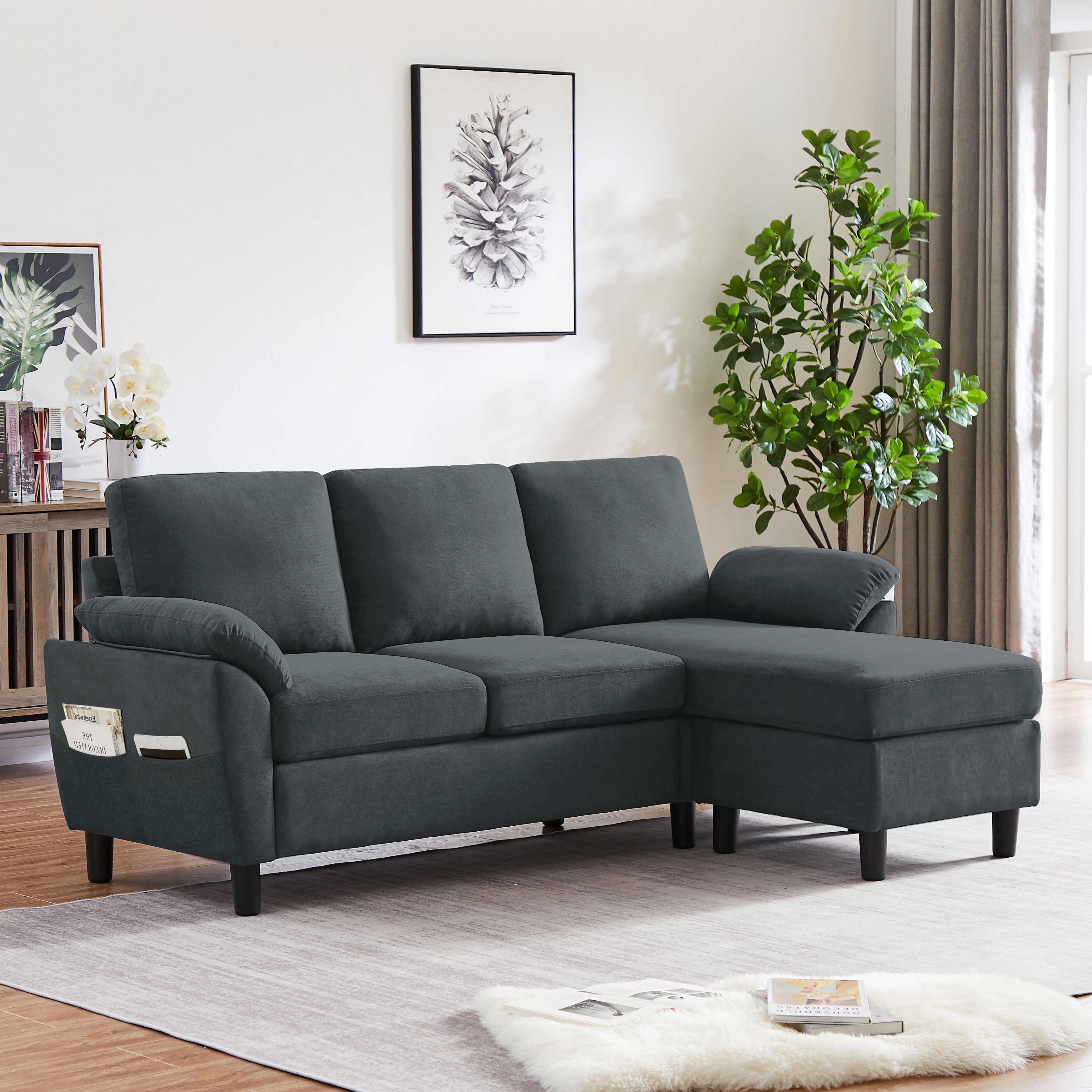 Pingliang Home Modern L-Shaped Sofa Convertible with Matching Chaise ...