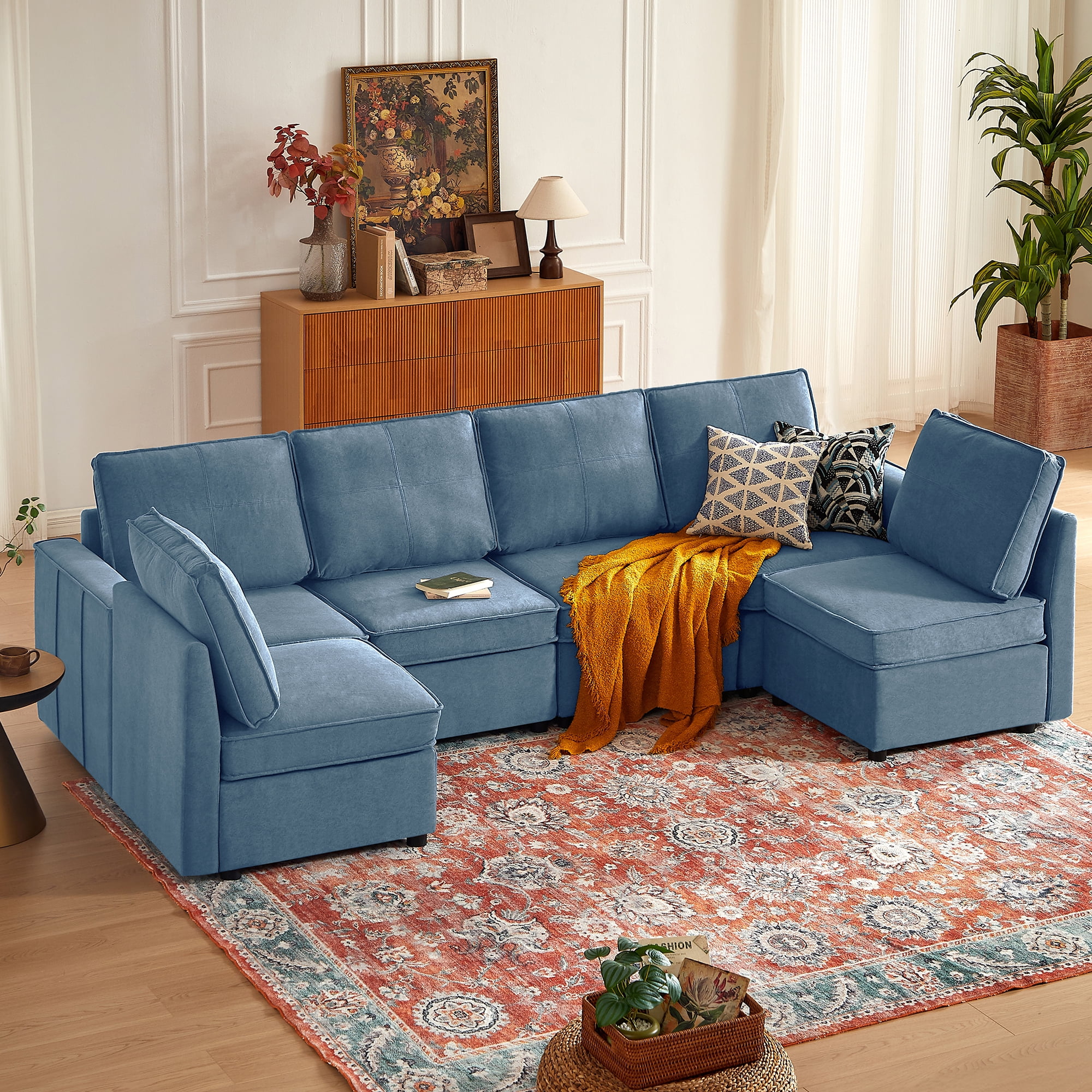 Pingliang Home Modular Sectional Sofa U Shaped Sleeper Couch with ...