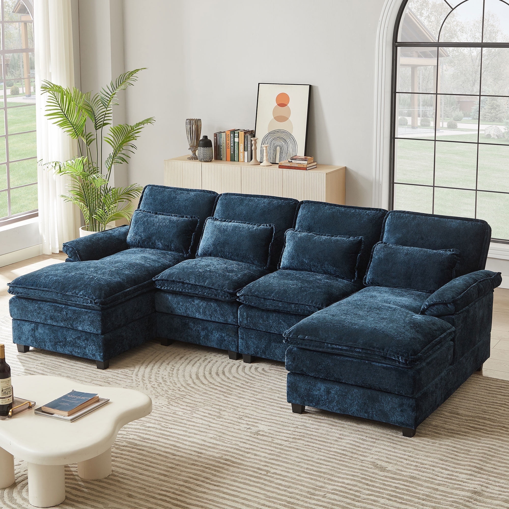 Pingliang Home Oversized Sectional Sofa U Shaped Couch 4 Seat with 4 ...