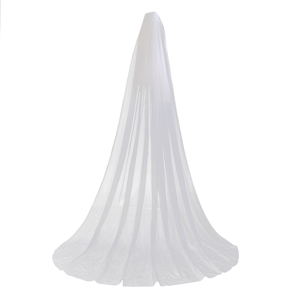 Long Wedding Veil Double Layer Tulle Cathedral Chapel Floor Veils with ...