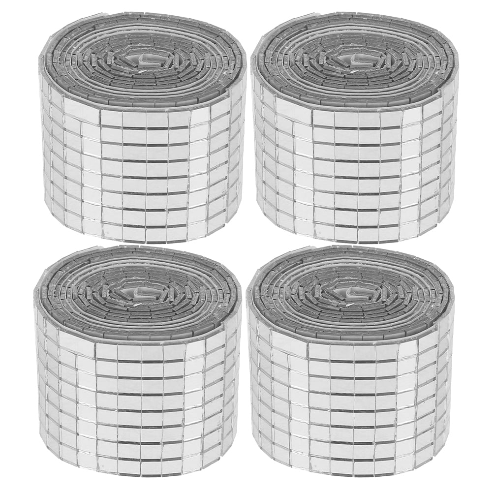 Pingxizhi 4 Rolls Mosaic Tiles Clear Square Flat Back Tiles Adhesive ...