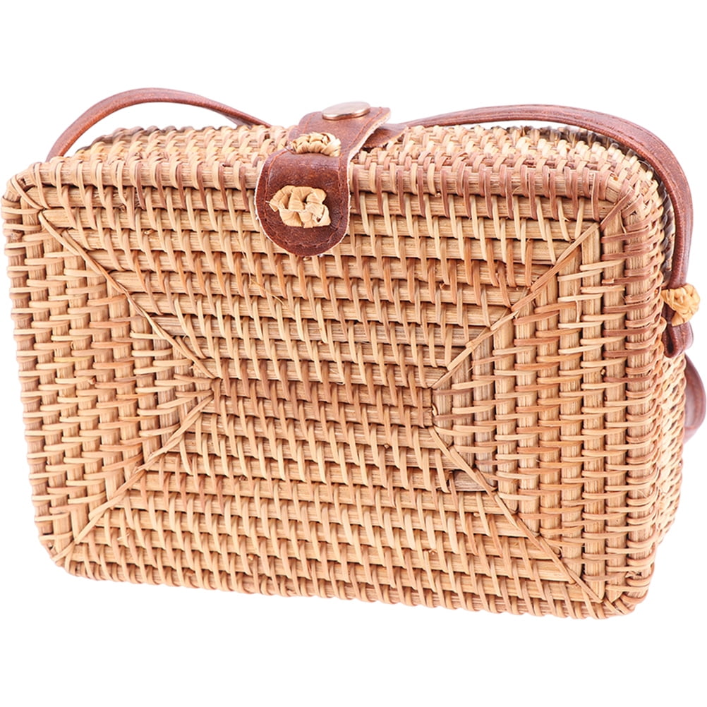 Pingxizhi Square Crossbody Rattan Bag Rattan Woven Handbag Hand Woven ...