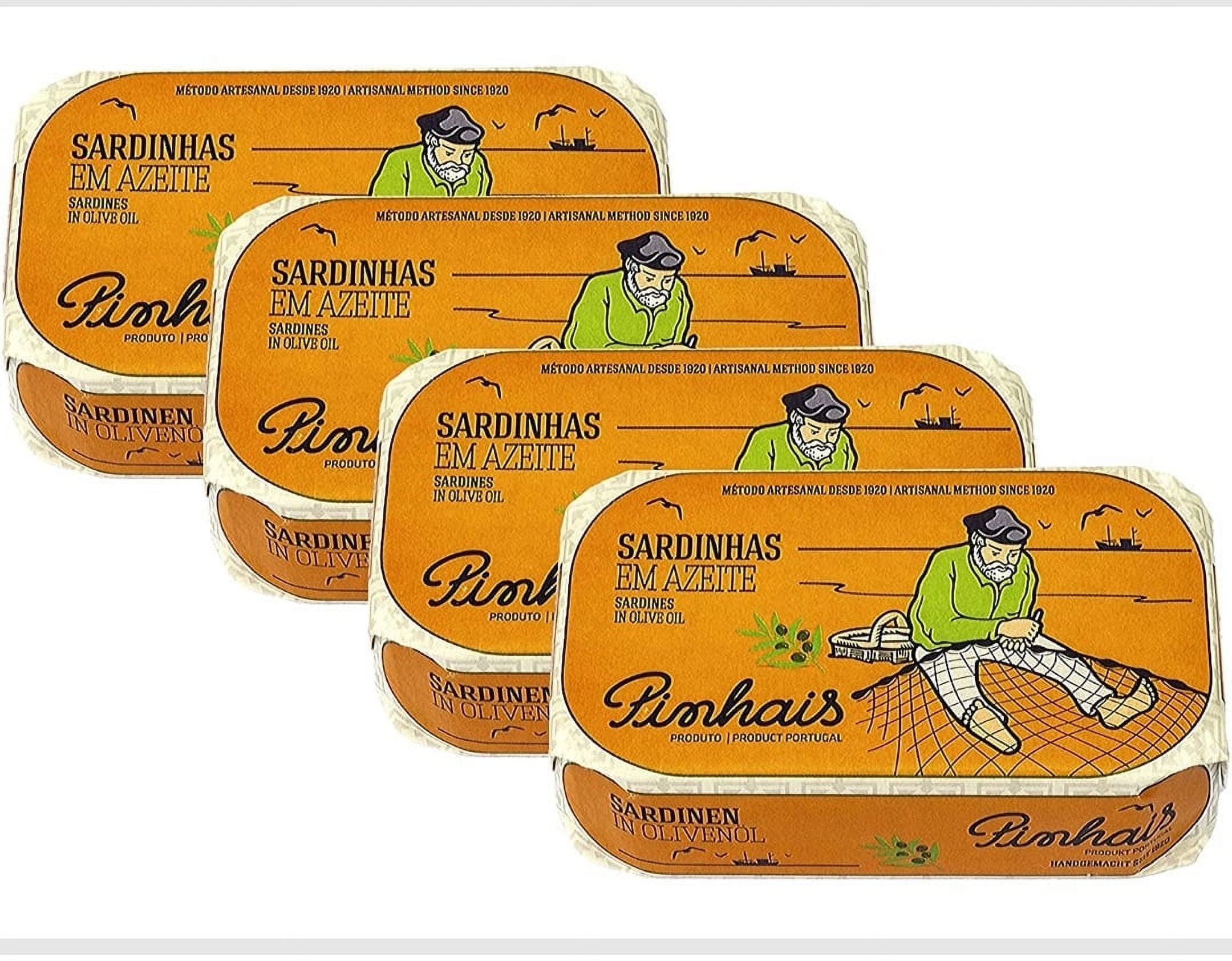 Pinhais Canned Sardines in Virgin Olive Oil, 4.4oz (Pack of 4) Bonus ...
