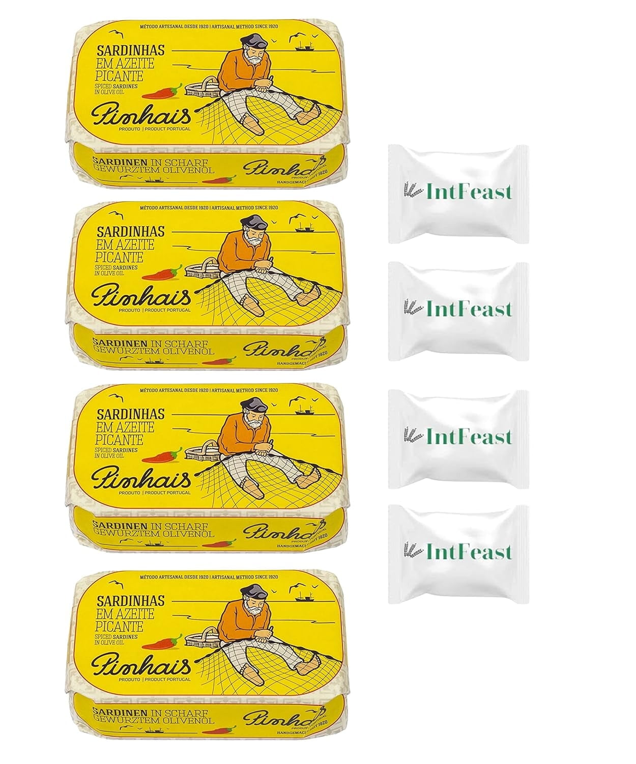 Pinhais Spiced Canned Sardines in Virgin Olive Oil, 4.4oz (Pack of 4 ...