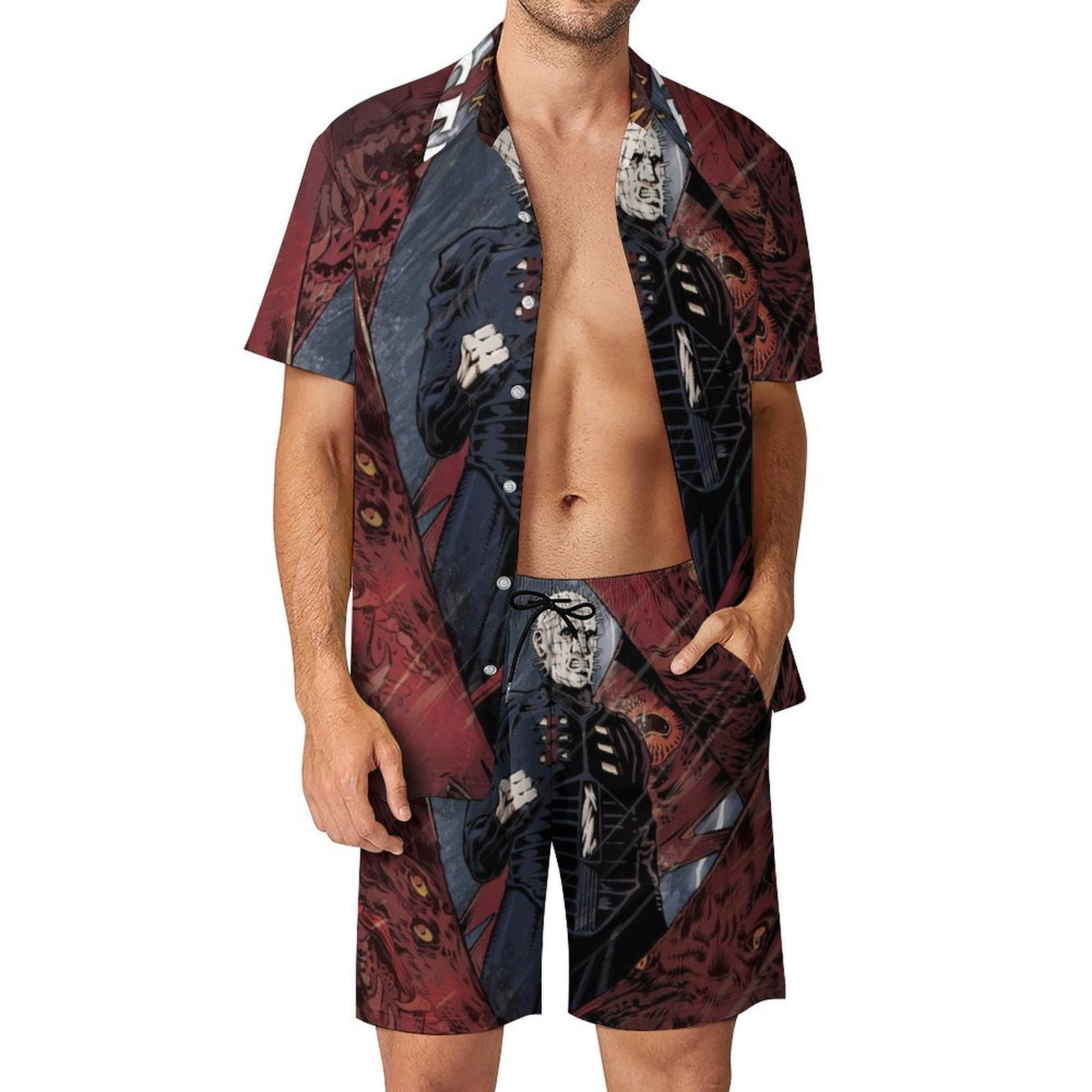 ‎Pinhead Men's Beach Suit 2 Piece Outfits Hawaiian Button Down Shirts ...