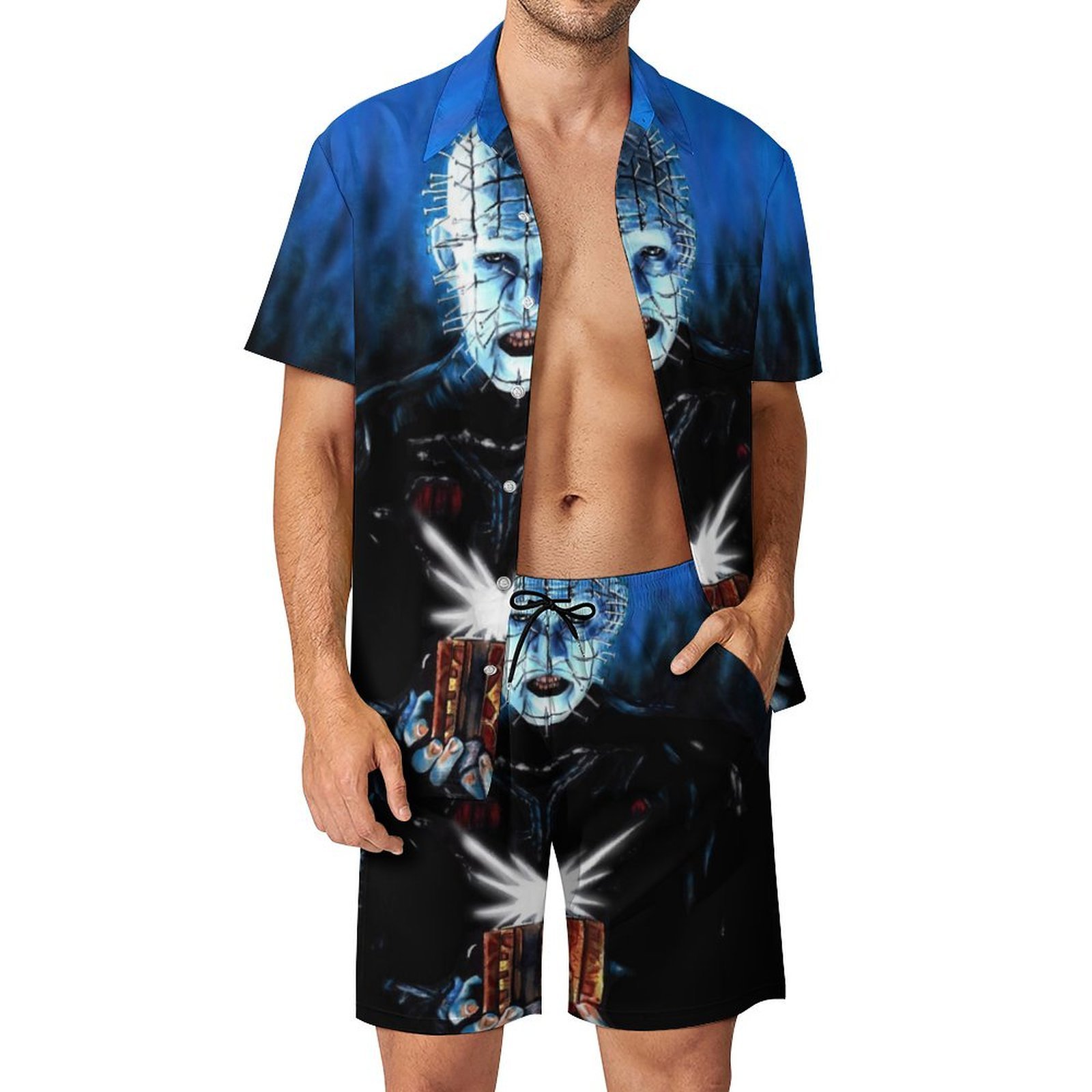 ‎Pinhead Men's Beach Suit 2 Piece Outfits Hawaiian Button Down Shirts ...